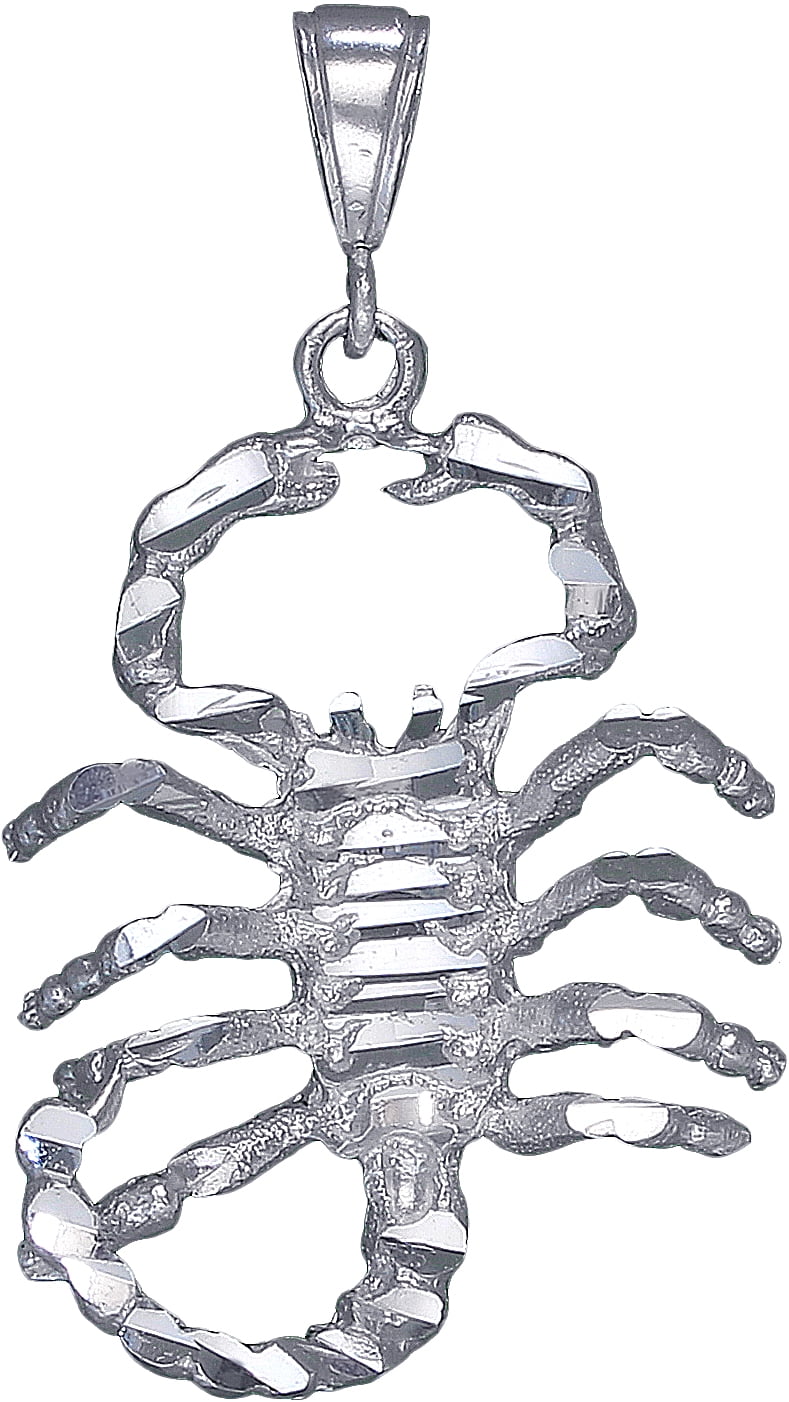 Large Sterling Silver Scorpion Pendant Necklace 2.3 Inches with Diamond ...