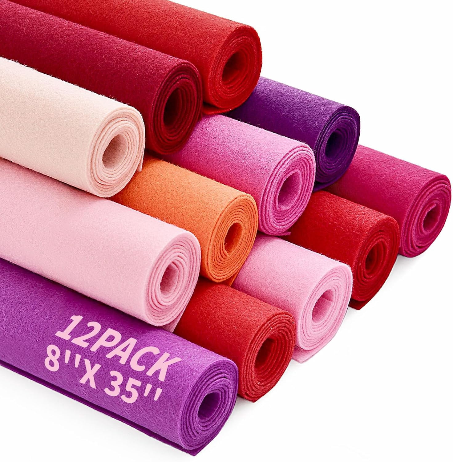 Large Stiff Felt Sheets Bundle Felt Fabric Sheets for Crafts 12 Rolls 8 ...