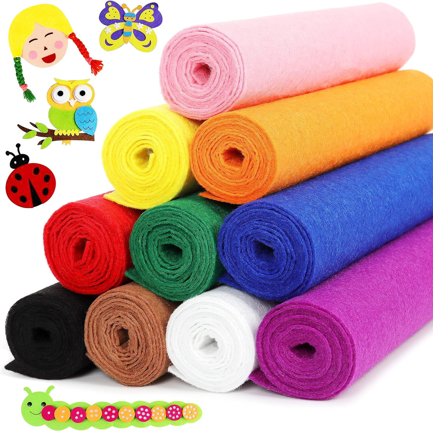Large Stiff Felt Sheets Bundle: LOTOFUN 10pcs 8x35Inch Assorted Rainbow ...