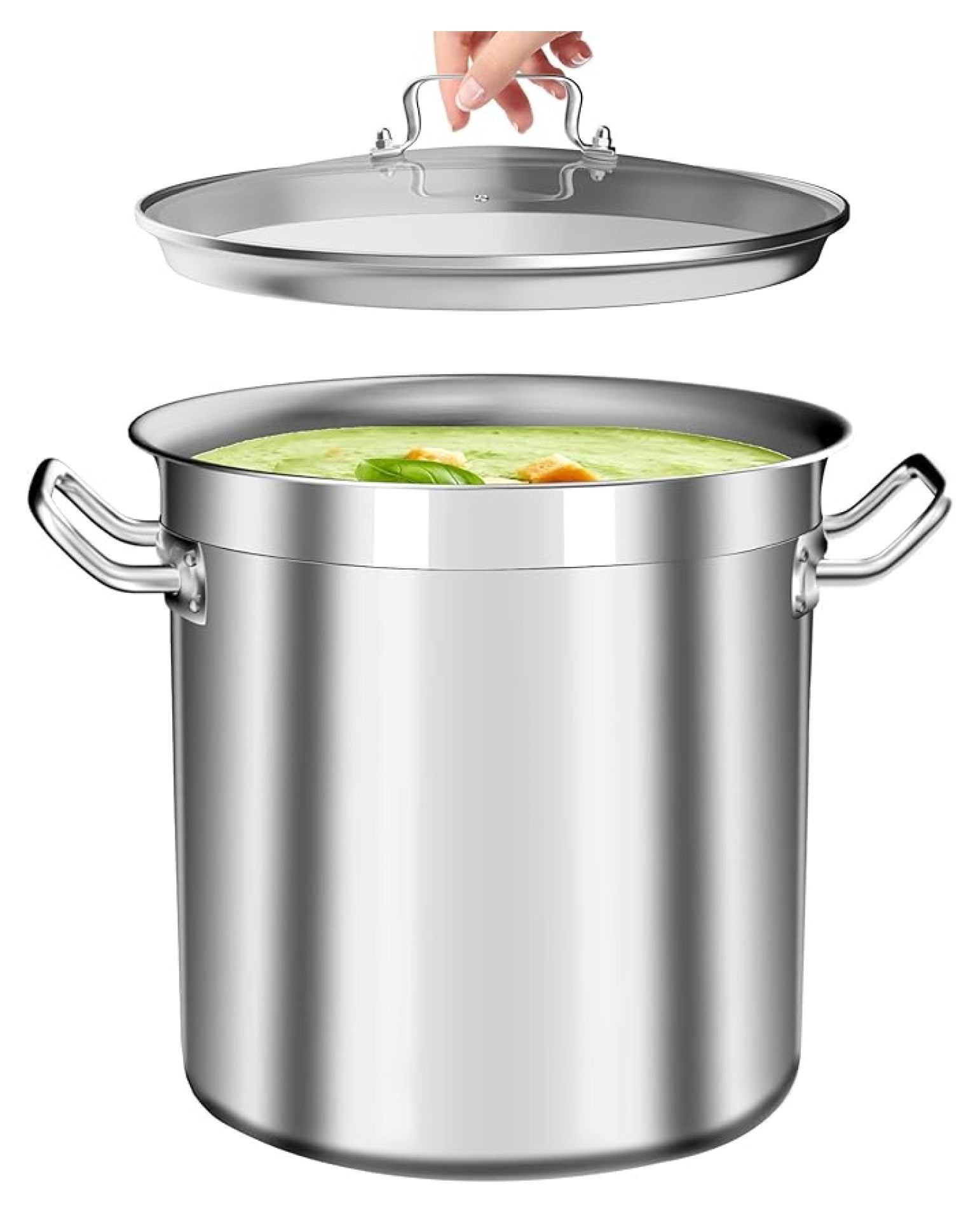 Large Stock Pot 20 Quart - Grade Soup Pot With Glass Lid - Free ...