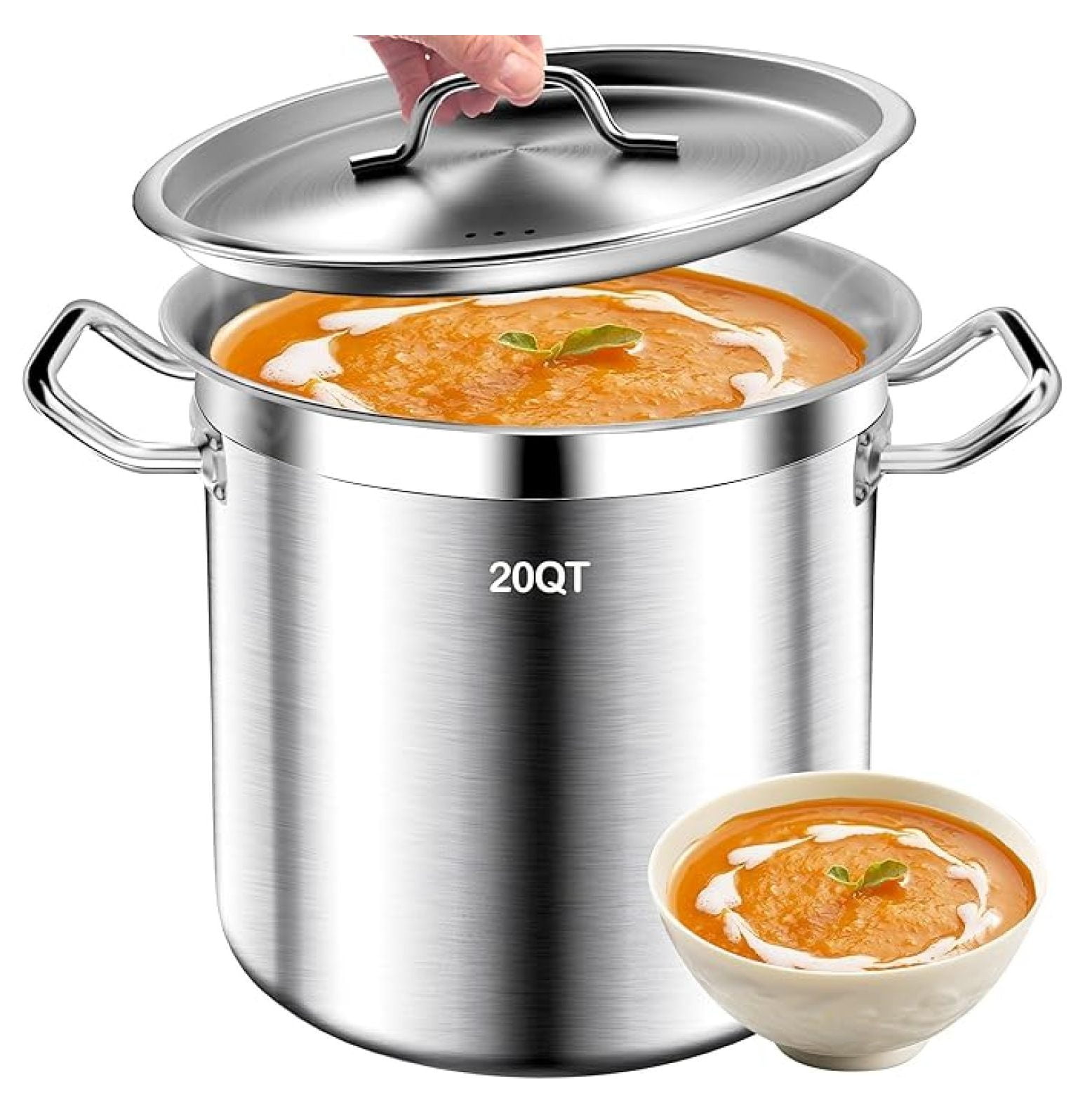 Large Stock Pot - 20Qt Brushed Stainless Steel Stock Pot With Lid ...