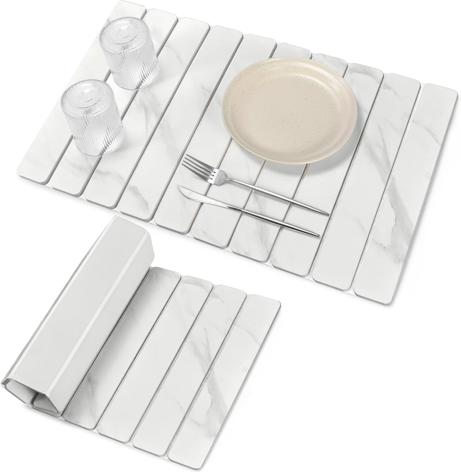 Large Stone Dish Drying Mats for Kitchen Counter, 24"×16" Marble ...
