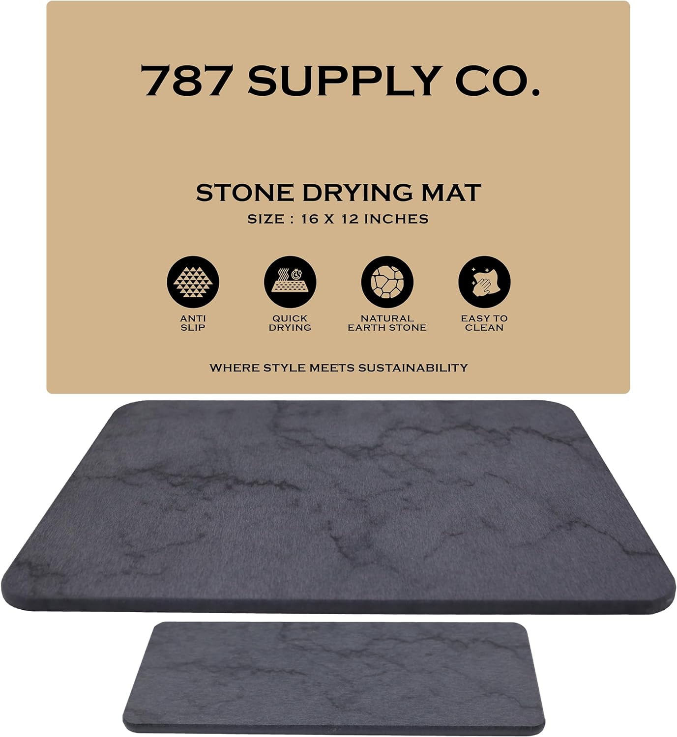 Large Stone Drying Mat for Kitchen Counter - Quick Dry Stone Mat with ...