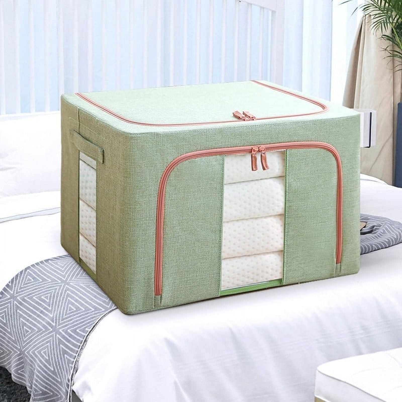 Large Storage Bags,Stackable Clothes Storage Bins with Hold Shape Metal ...