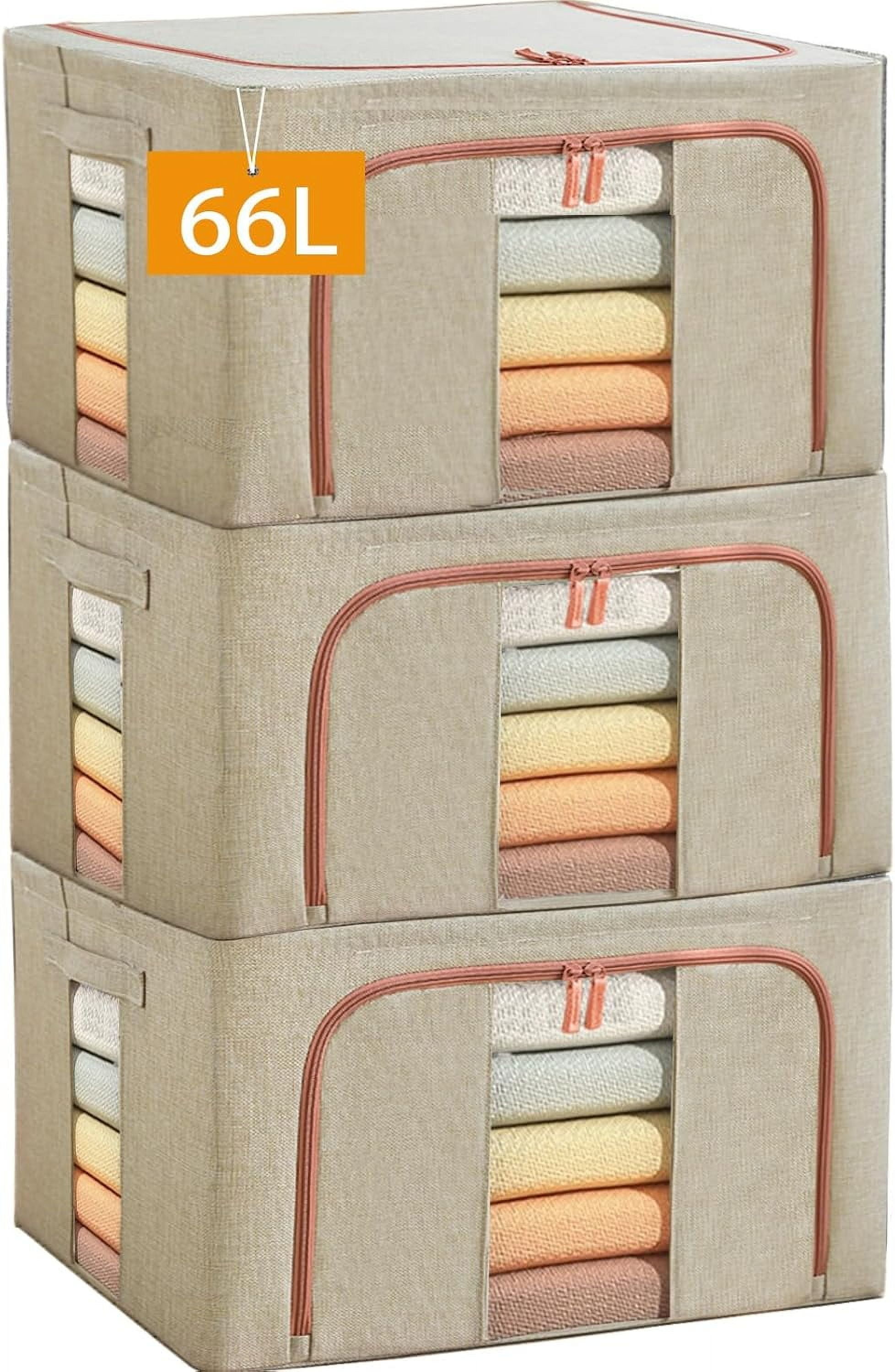 Large Storage Bags,Stackable Clothes Storage Bins with Hold Shape Metal ...