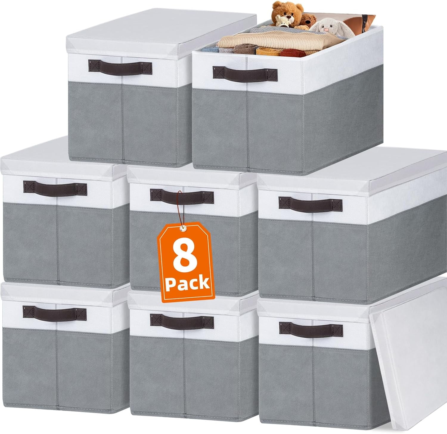 Large Storage Baskets Bins with Lids 4 Pack, Storage Baskets for ...