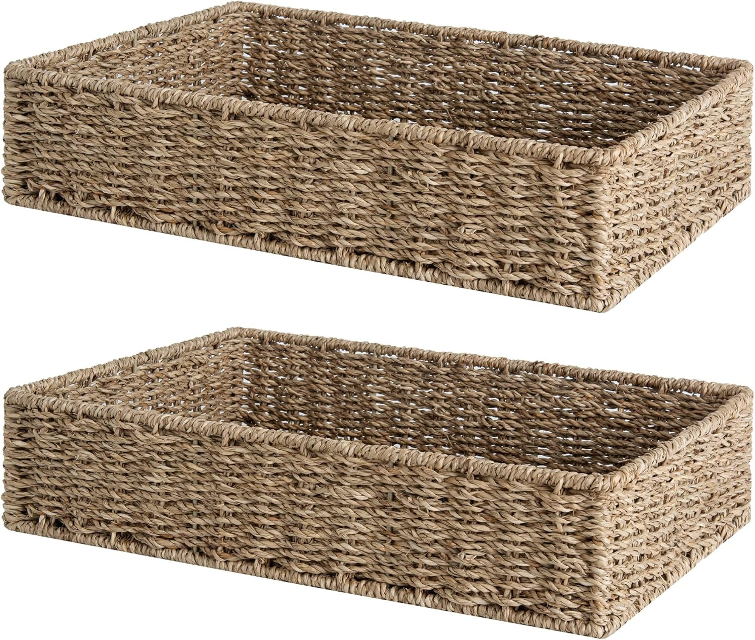 Large Storage Baskets, Seagrass Baskets for Shelves, Handwoven Wicker ...