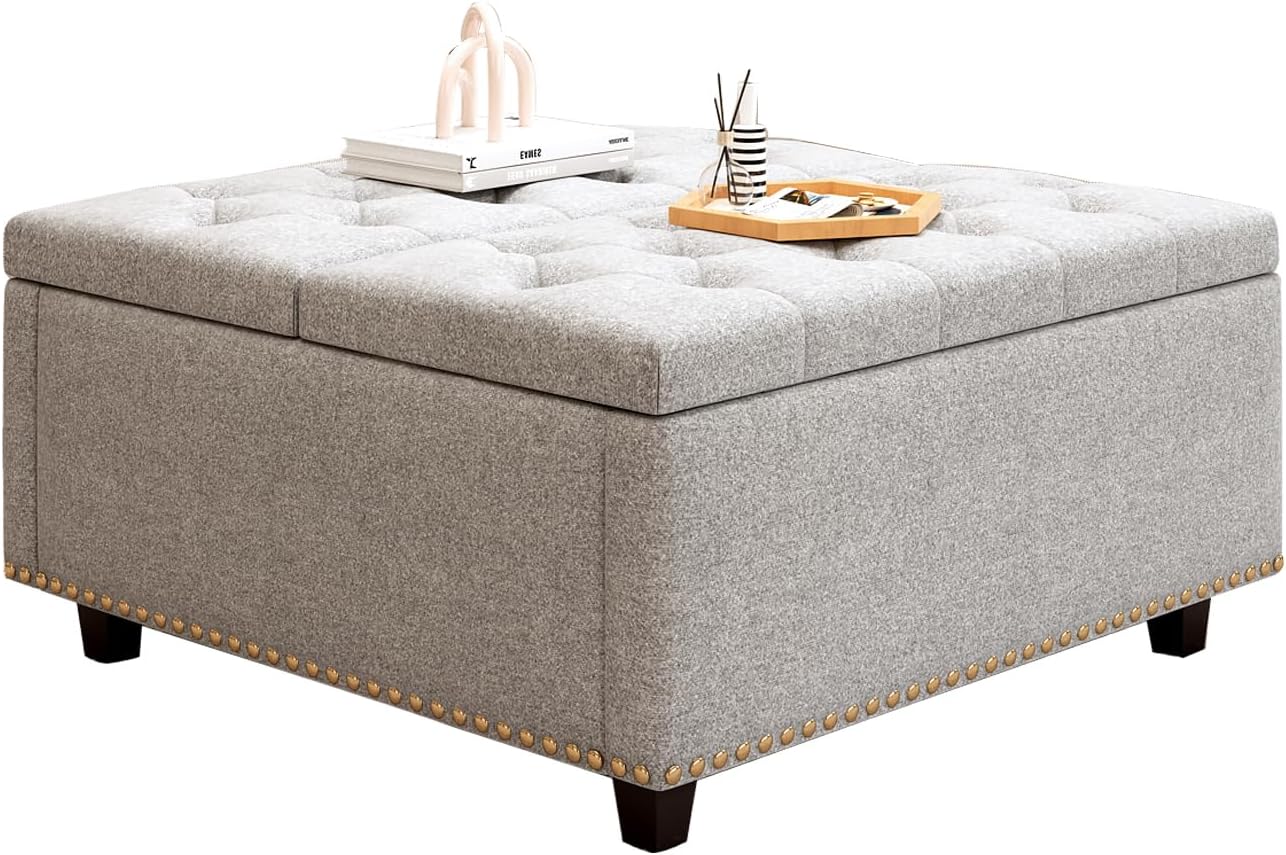 Large Storage Bench, Footstool with Two Storage Doors Mid-Century ...