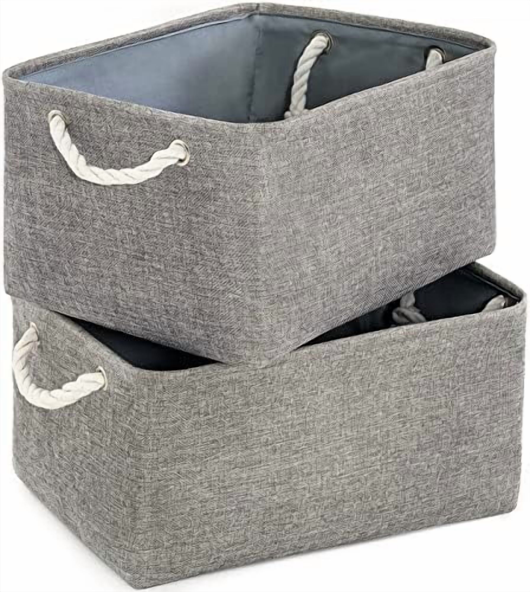 Large Storage Bins Basket, 2 Pack Grey Fabric Storage Cubes for ...