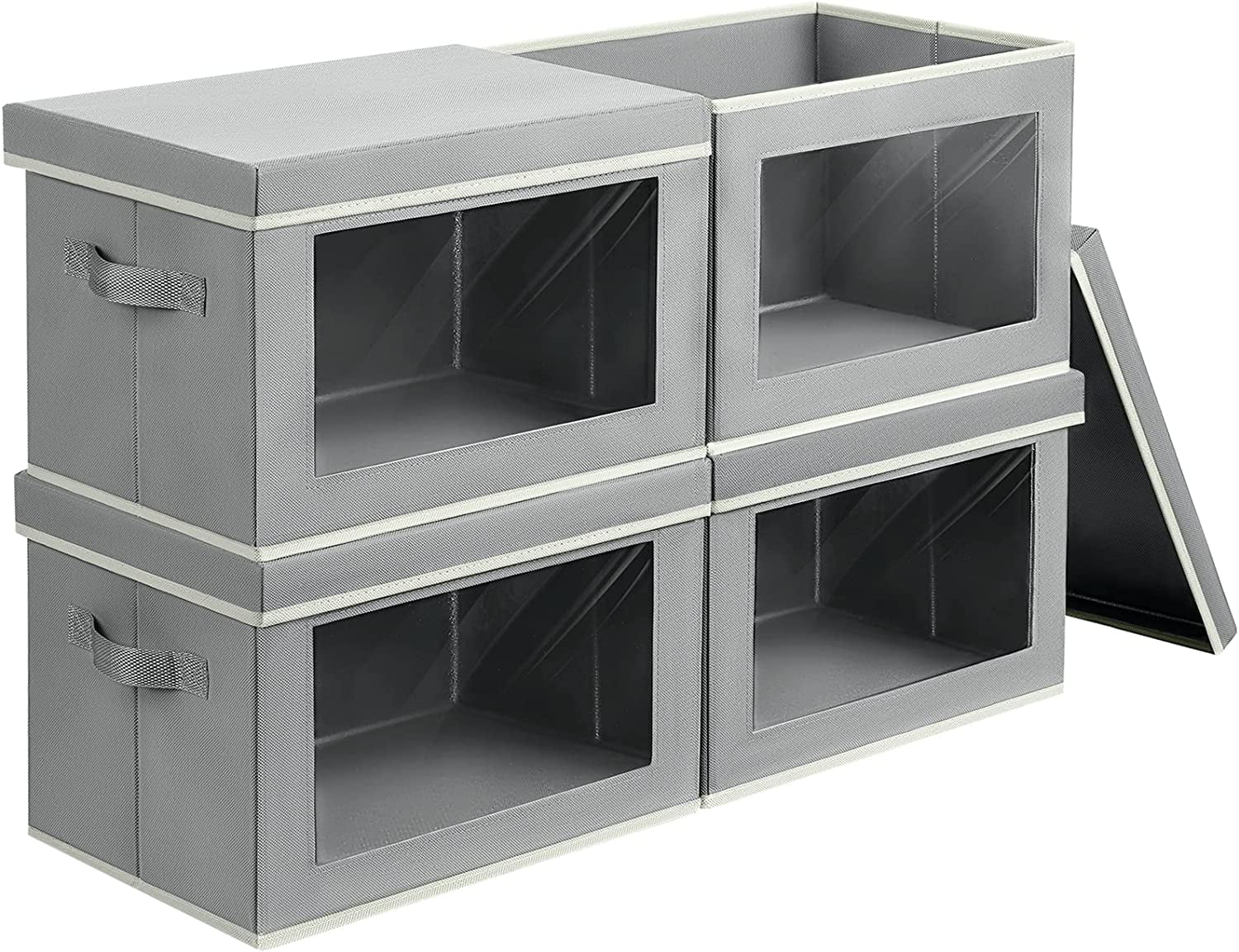 Large Storage Bins with Lids - Fabric Storage Cubes with Window ...