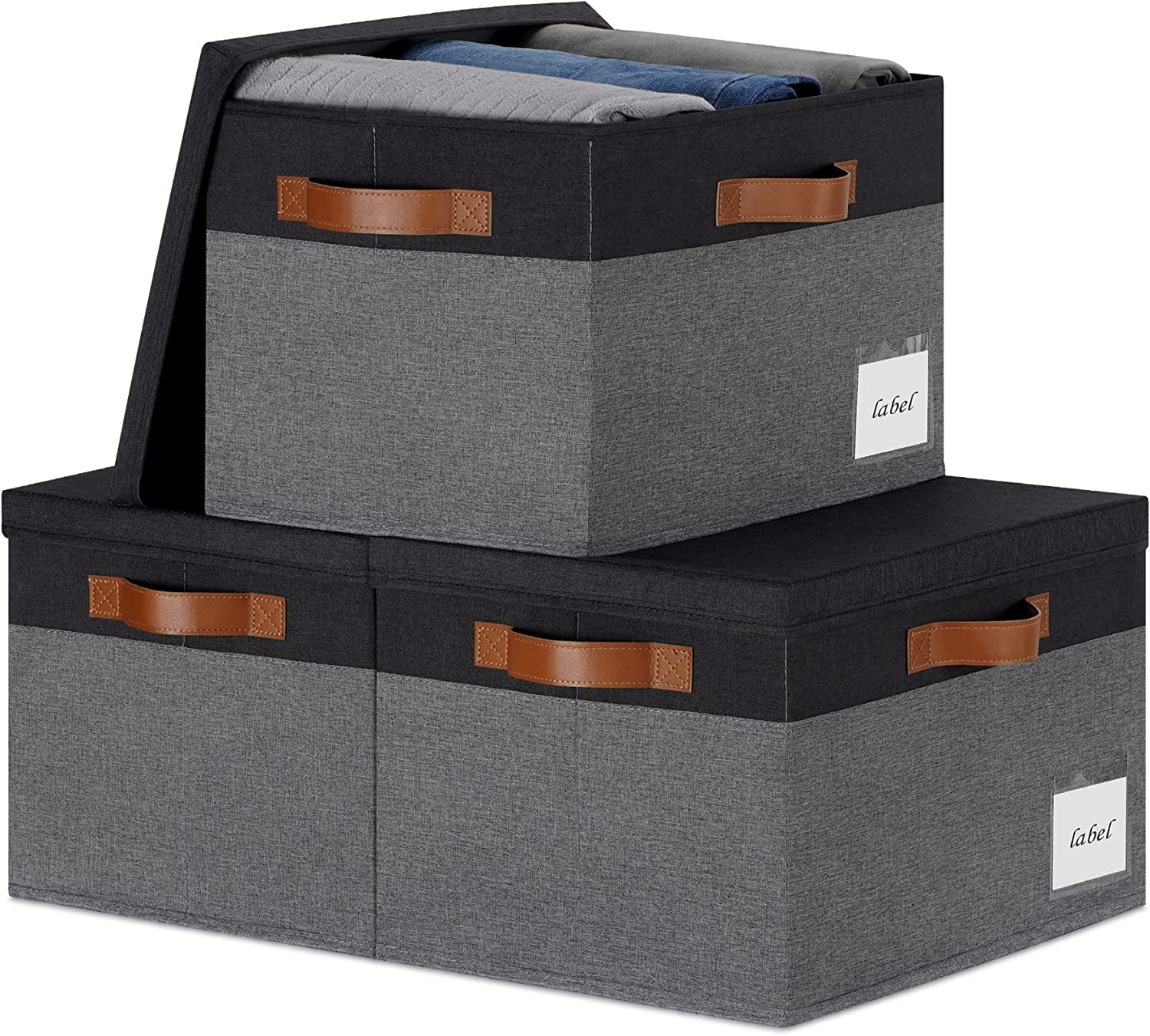 Large Storage Bins with Lids, Foldable Fabric Storage Baskets with Lids ...