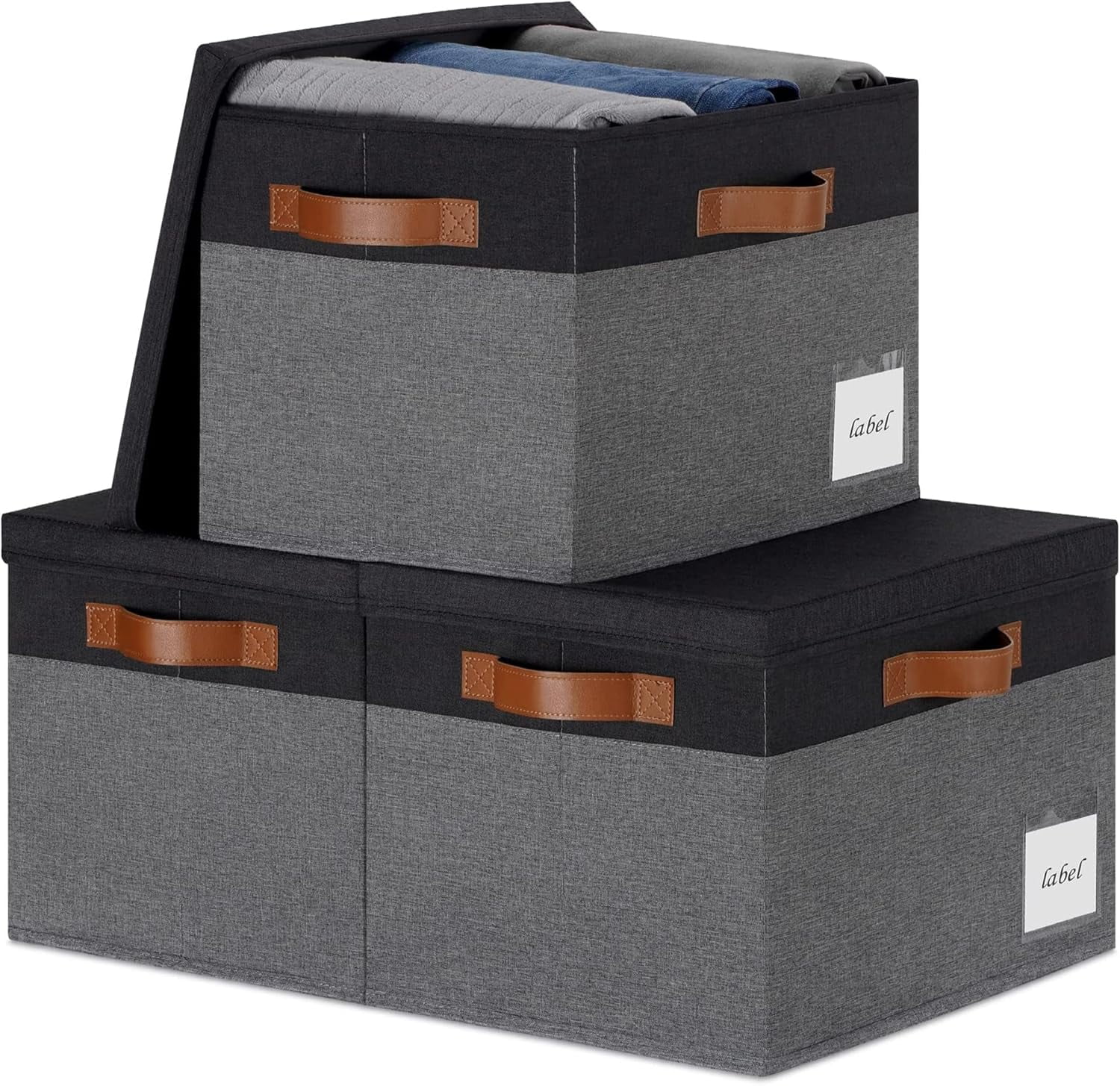 Large Storage Bins with Lids, Foldable Fabric Storage Baskets with Lids ...