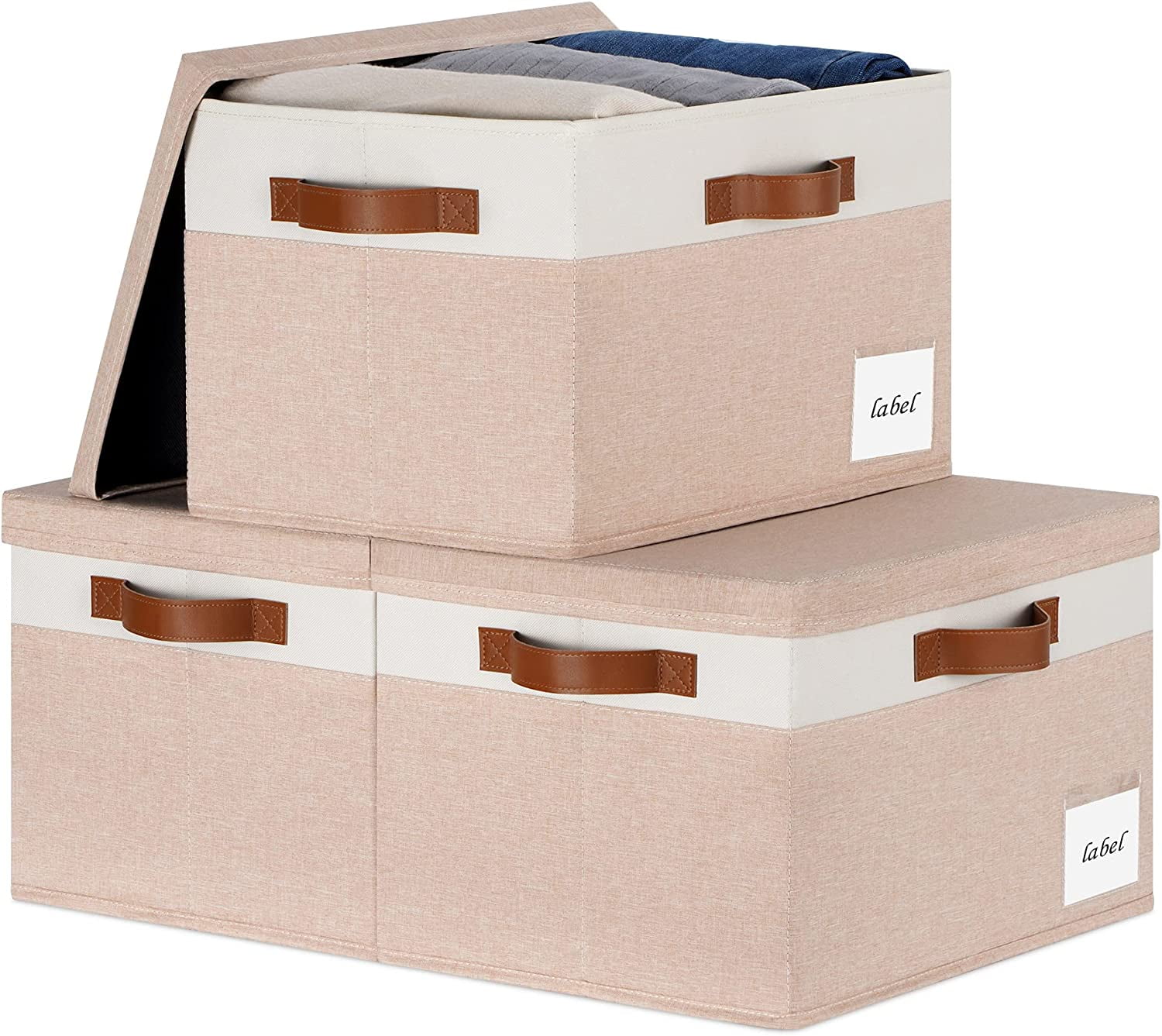 Large Storage Bins with Lids, Foldable Fabric Storage Baskets with Lids ...
