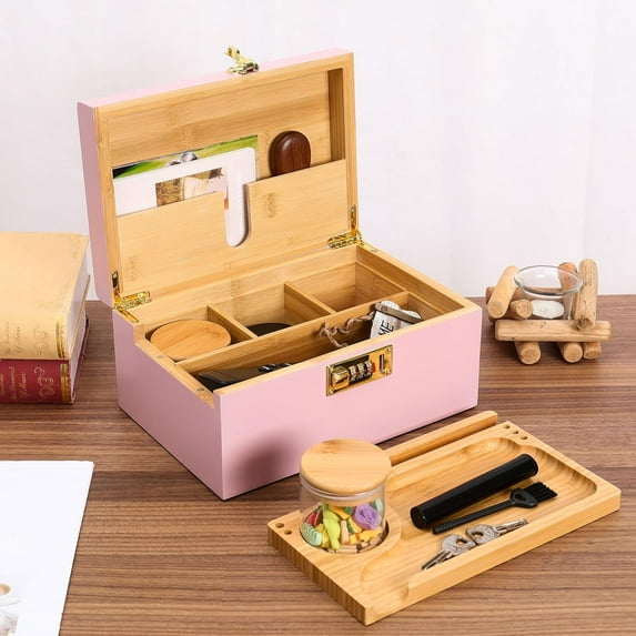 Large Storage Box with Combination Lock, Decorative Home Organizer with ...
