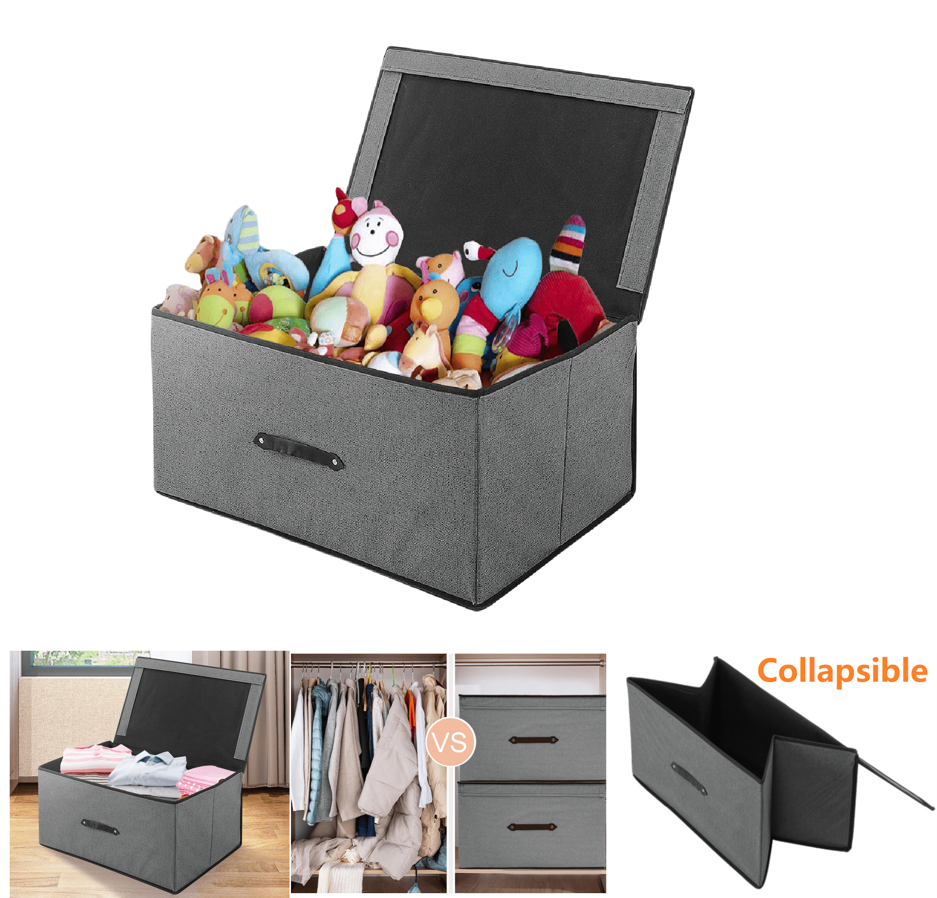 Large Storage Chest Box Organizer Bins Container with Flip-Top Lids ...
