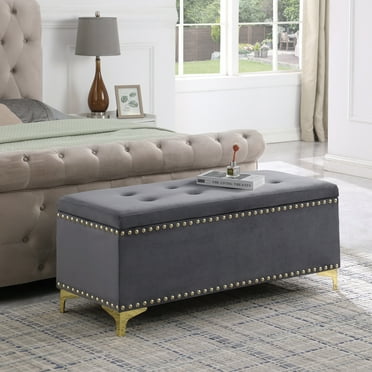 Storage Ottoman Bench, Ottoman with Storage for Living Room, 250lbs ...