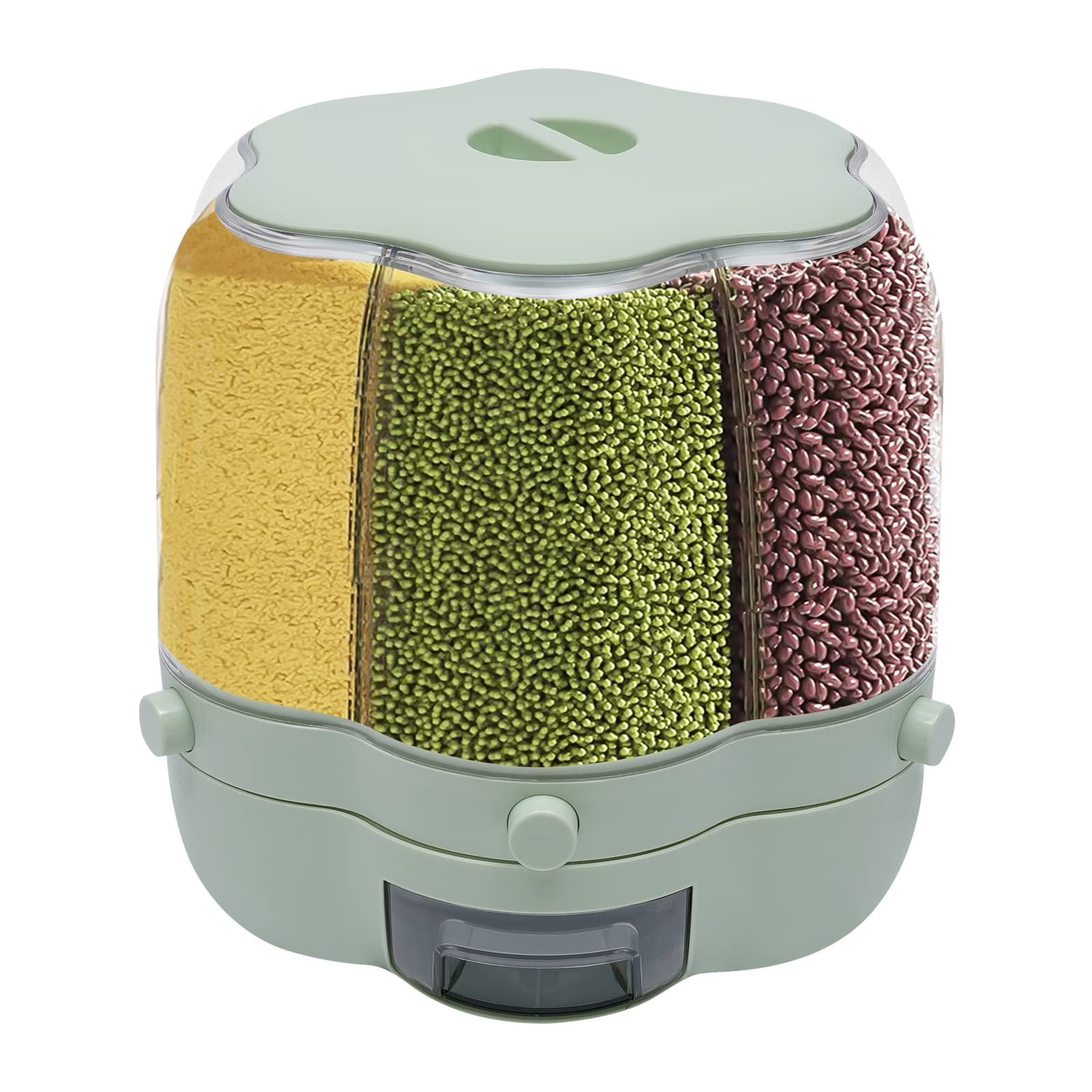 Grain Container Unnsiapit Rice Dispenser, 6 Grid 360° Rotating Cereal ...