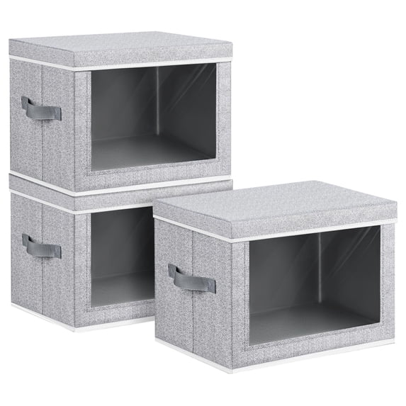 Large Storbaskets Bwith Lids - Stackable Cube For Closet 3 Pack Windows ...