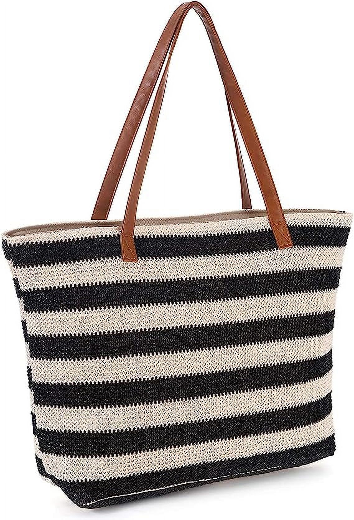 Women Straw Bags Summer Beach Large Tote Bag Handmade Woven Shoulder ...