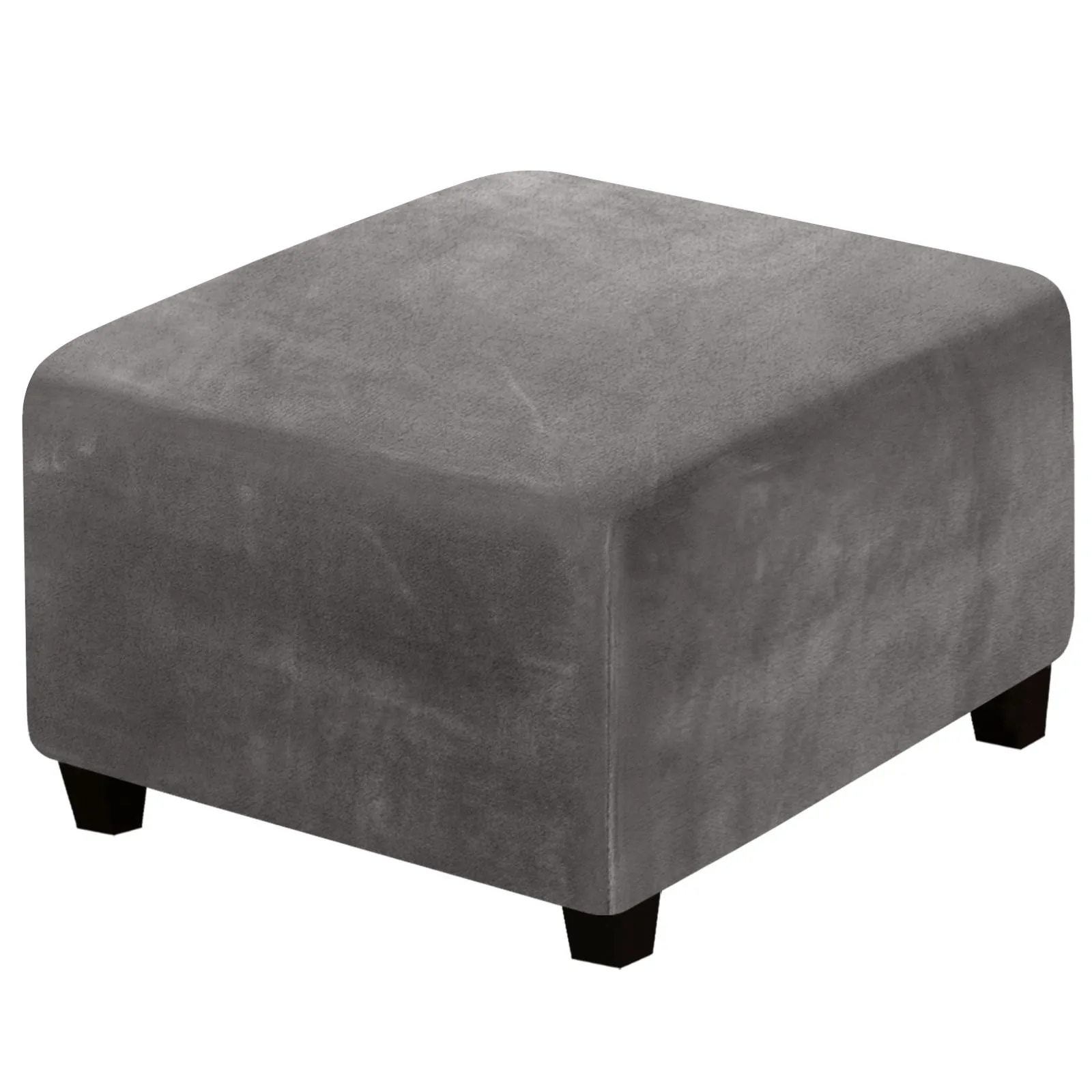 Large Stretch Square Ottoman Cover Stool Soft Velvet Footstool Covers ...