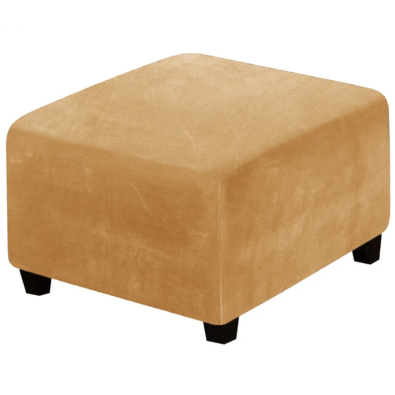Large Stretch Square Ottoman Cover Stool Soft Velvet Footstool Covers ...