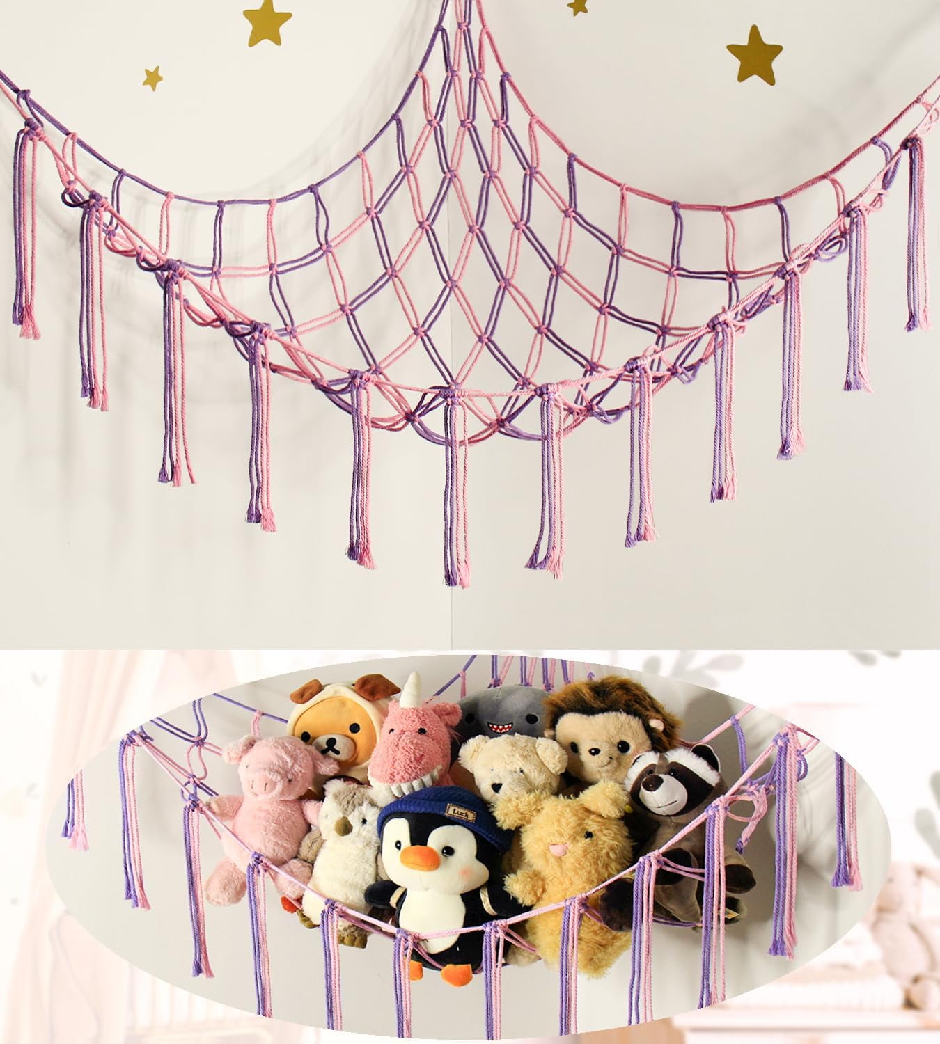 Large Stuffed Animal Hammock Corner Net for Toys Storage Hanging Stuff ...