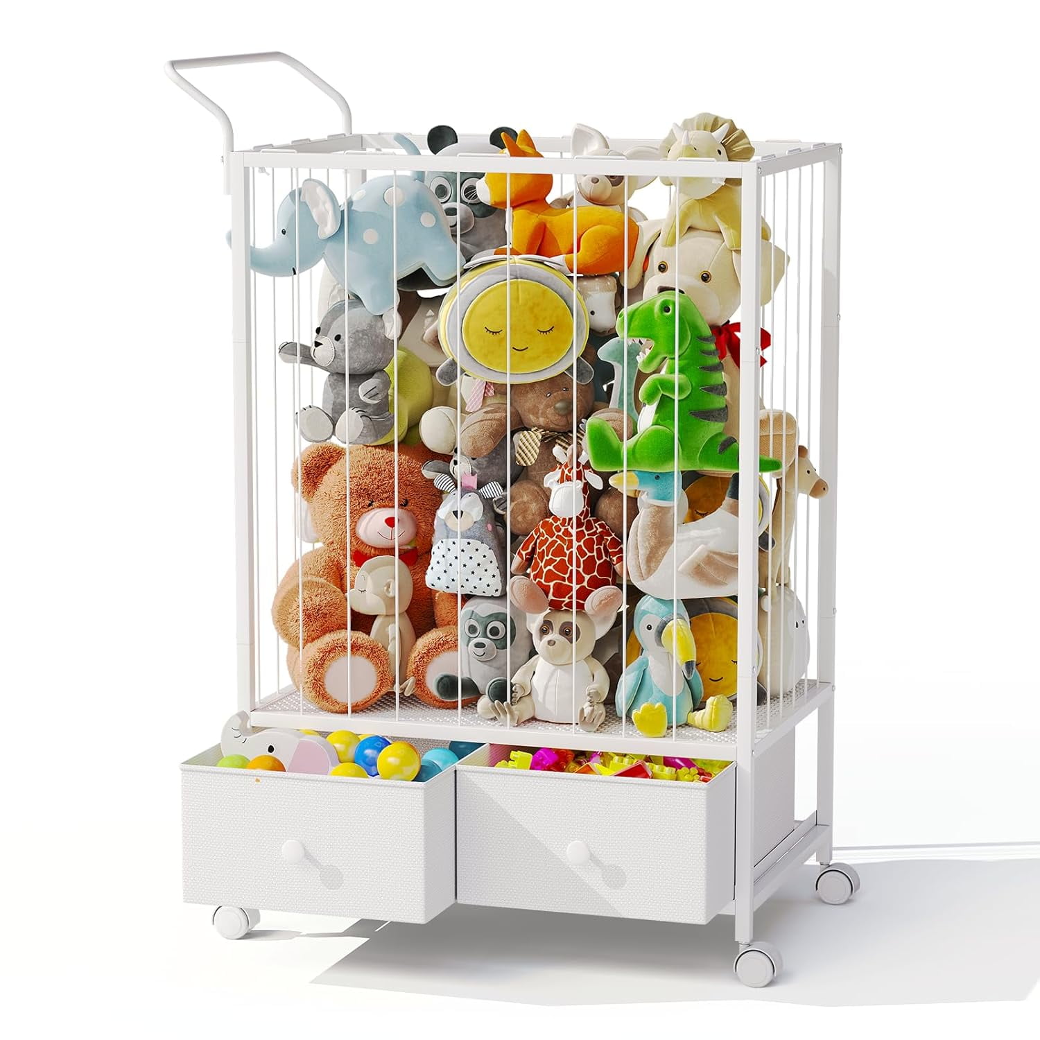 Large Stuffed Animal Storage Cart - Kids Toy Storage Organizer with ...
