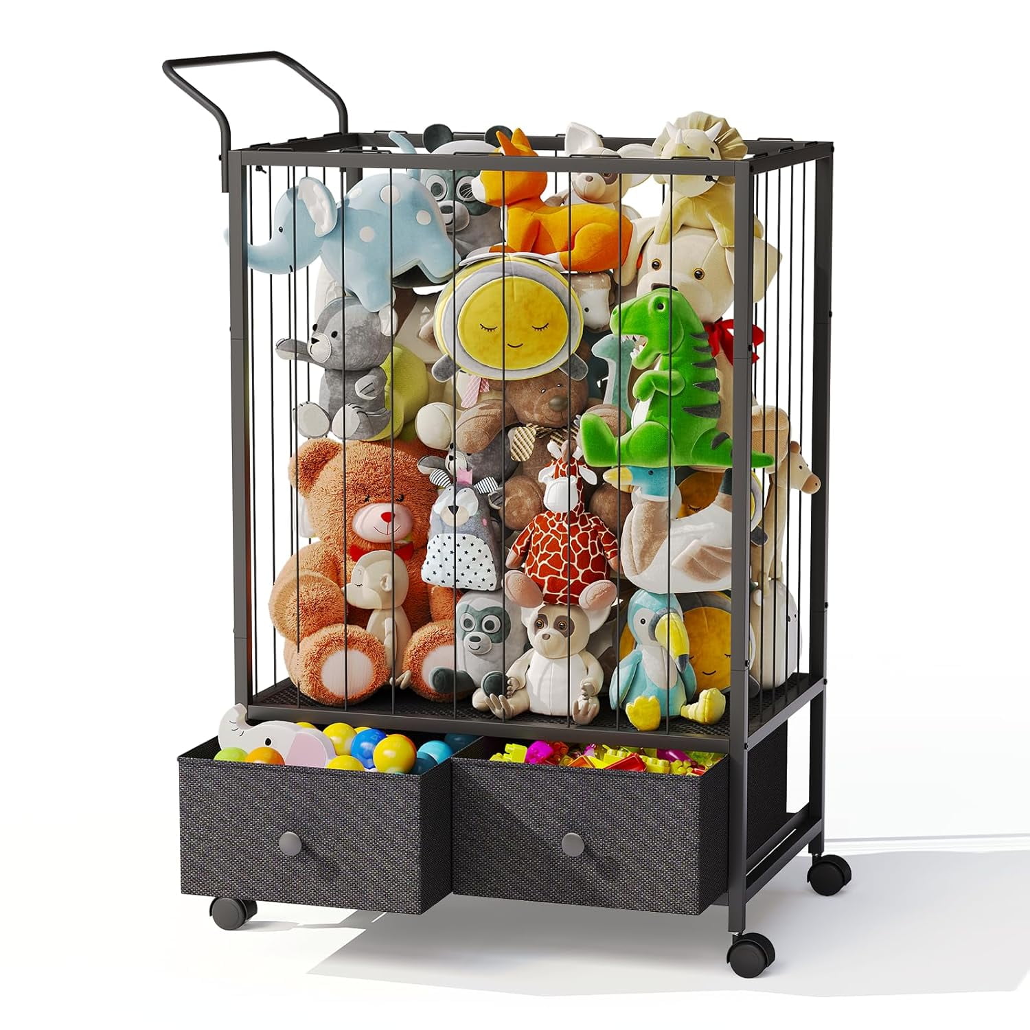Large Stuffed Animal Storage Cart - Kids Toy Storage Organizer with ...
