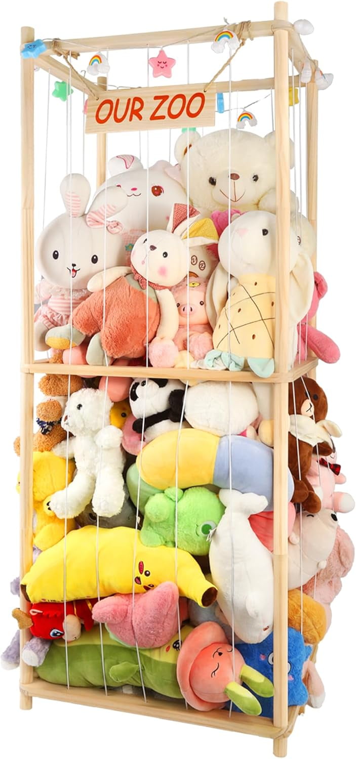 Large Stuffed Animal Storage Wooden Stuff Animal Cage 63" Stuffed ...
