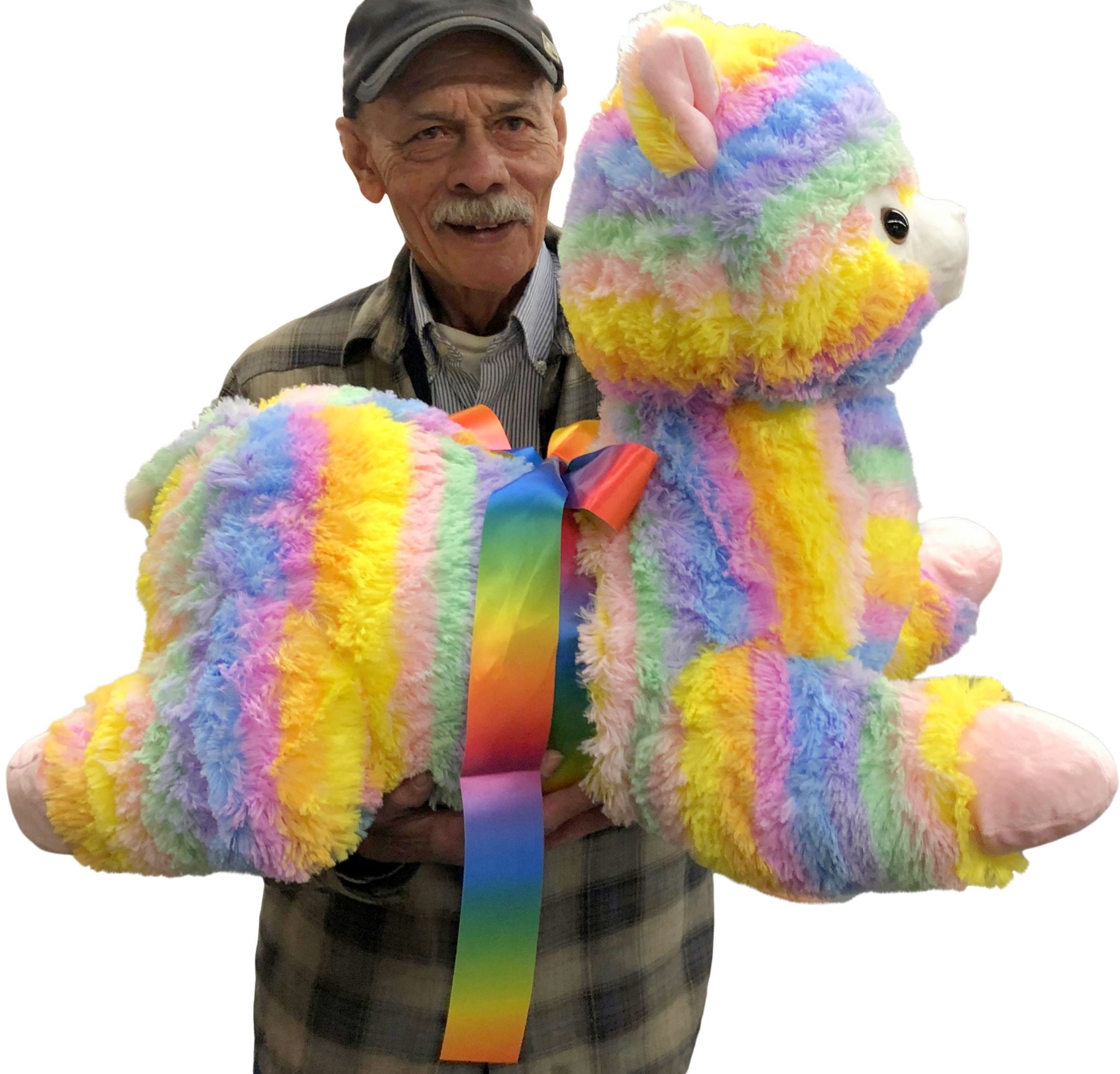 Large Stuffed Llama Rainbow Color Fully Stuffed & Ready to Hug - Large ...