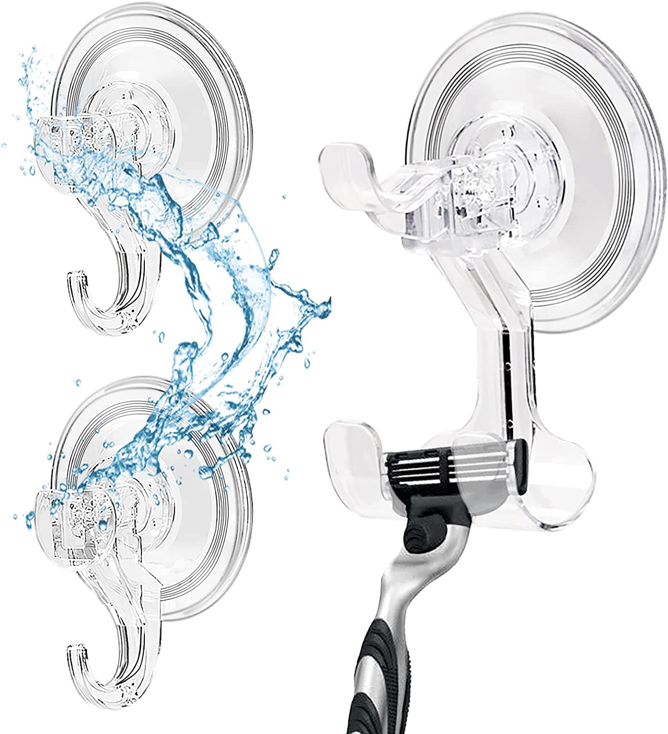 Large Suction Cup Shower Hooks for Inside Shower 3 Pcs Heavy Duty ...