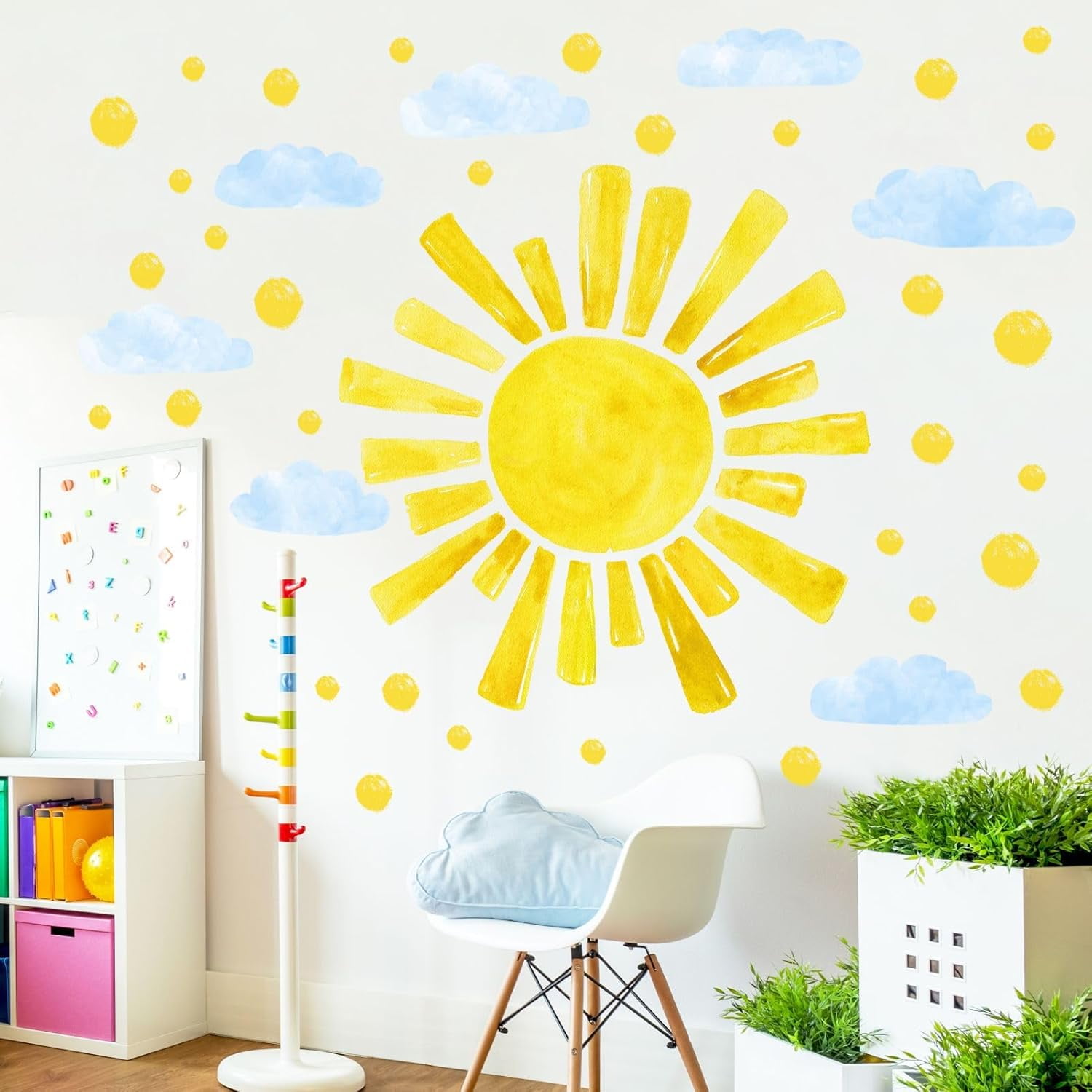 Large Sun Wall Decals Cloud Polka Dots Wall Stickers for Girls Room, 12 ...