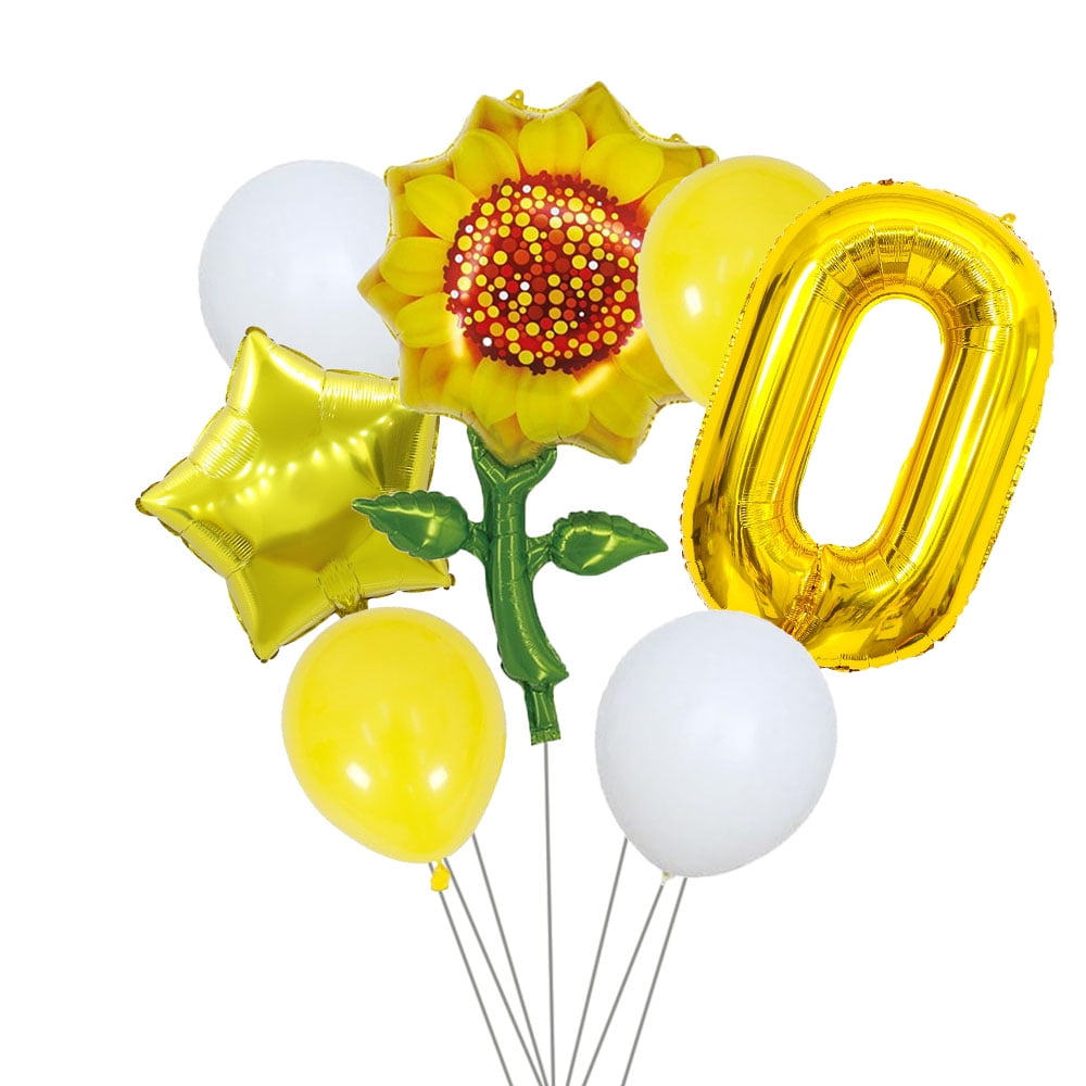 Large Sunflower Aluminium Foil Balloon 32 Inch Gold Number Ballons ...