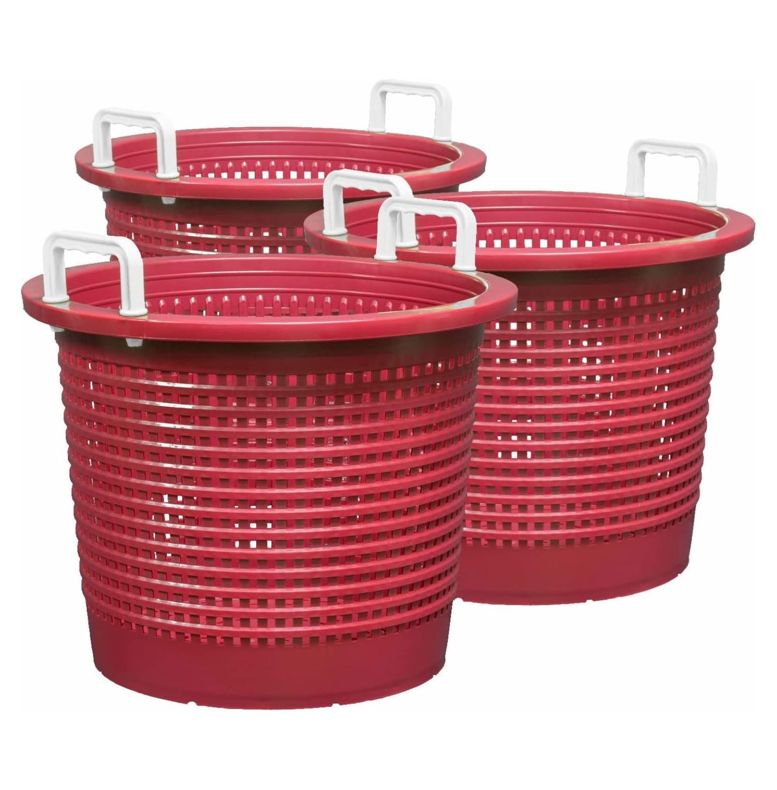 Large, Super Heavy Duty Fish Baskets. Maroon with White Handles. Made ...