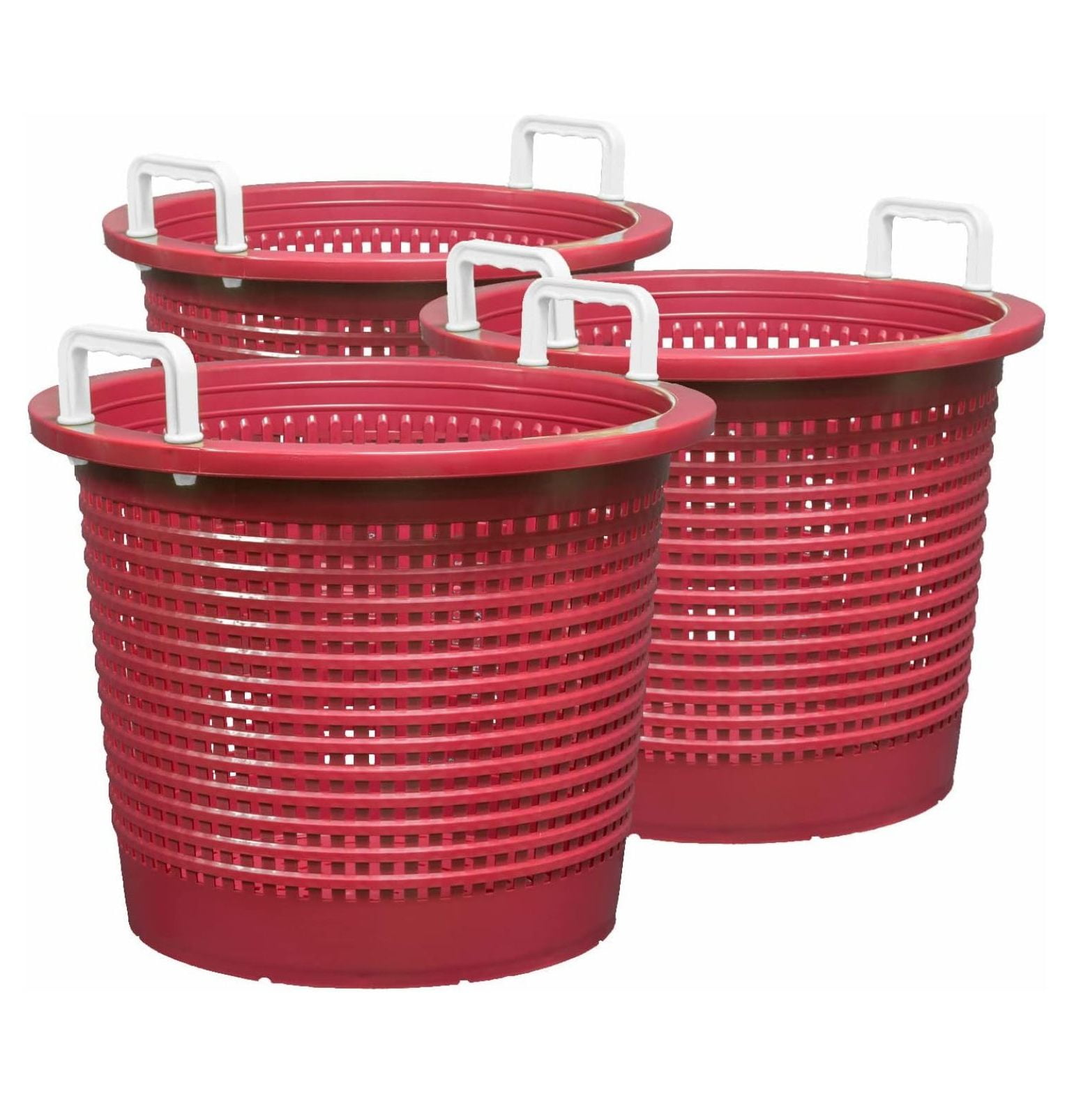 Large, Super Heavy Duty Fish Baskets. Maroon with White Handles. Made ...