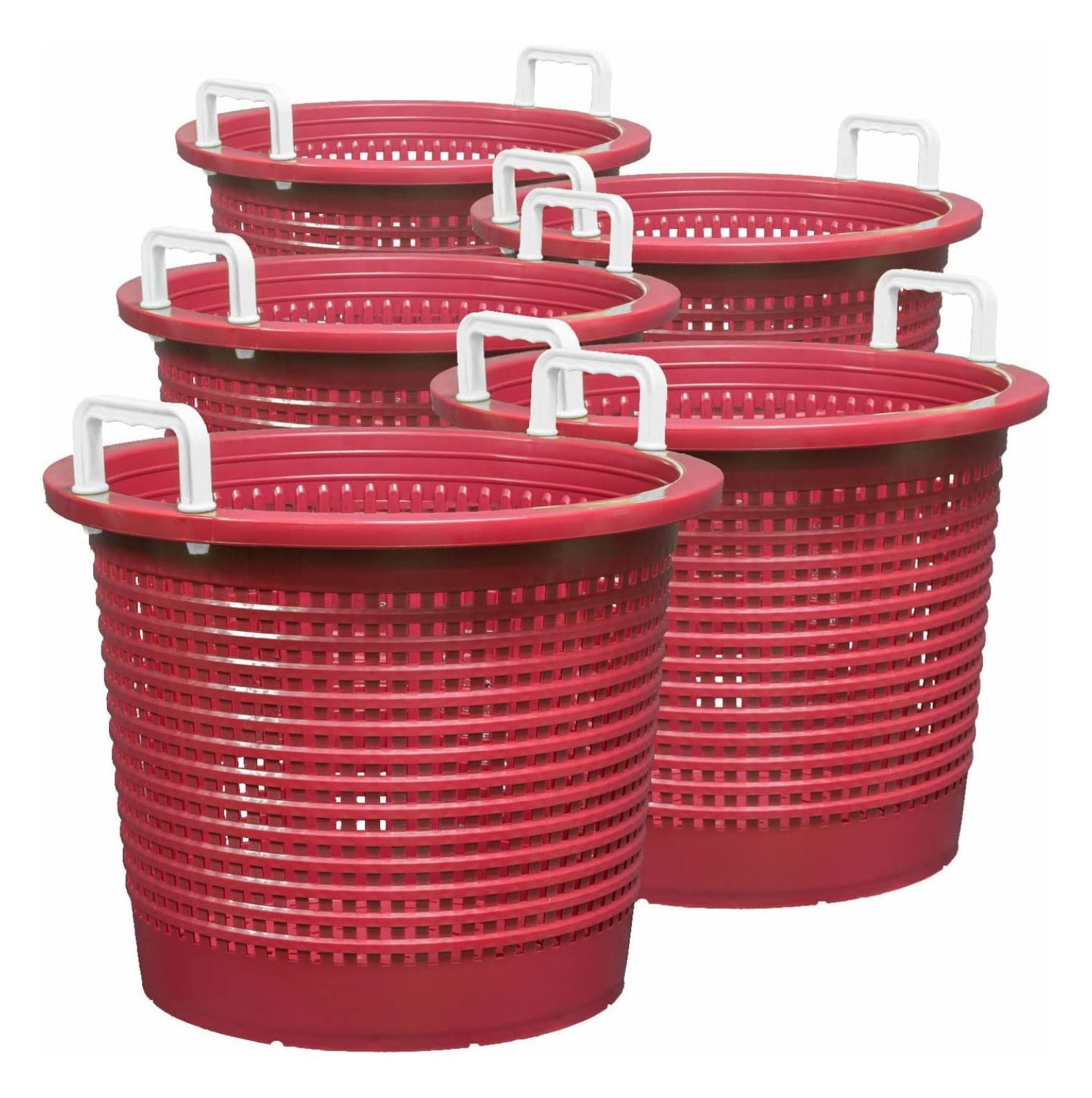 Large, Super Heavy Duty Fish Baskets. Maroon with White Handles. Made ...