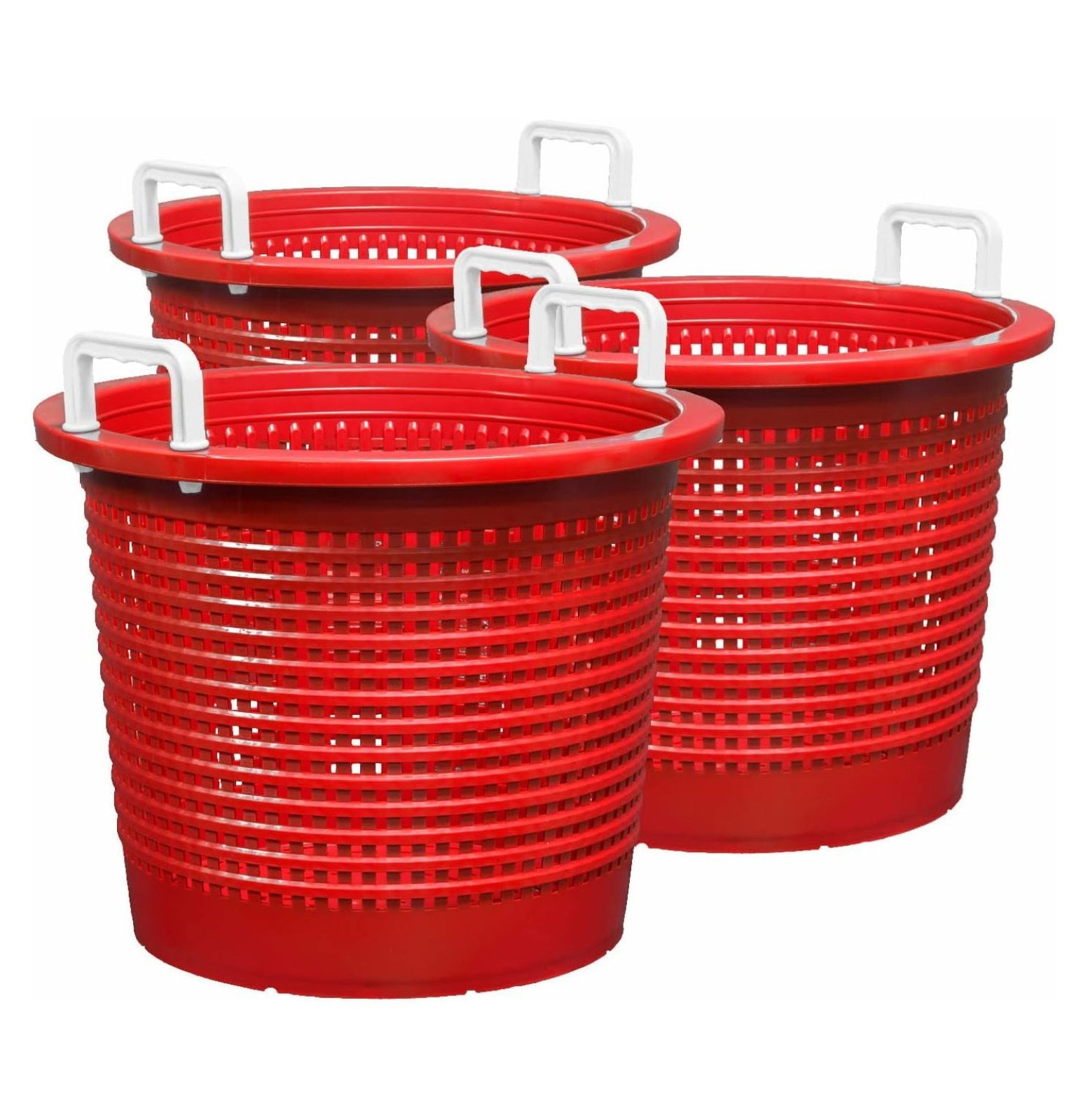 Large, Super Heavy Duty Fish Baskets. Red with White Handles. Made in ...