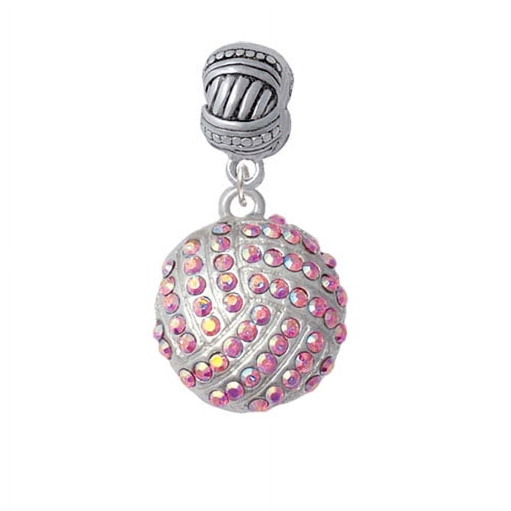 Large Super Sparkle Crystal Pink AB Volleyball - Large Rope with Cross ...