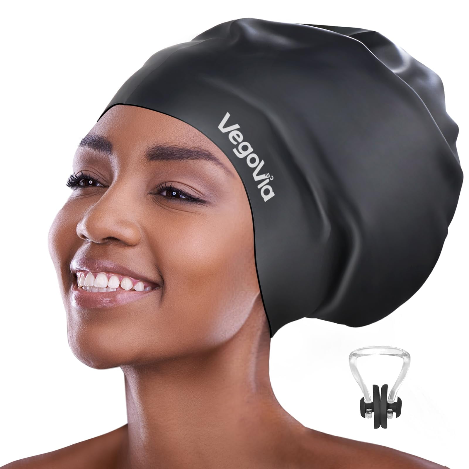 Large Swim Cap for Braids and Dreadlocks, Waterproof Silicone Swimming Cap for Women Men Adult ...