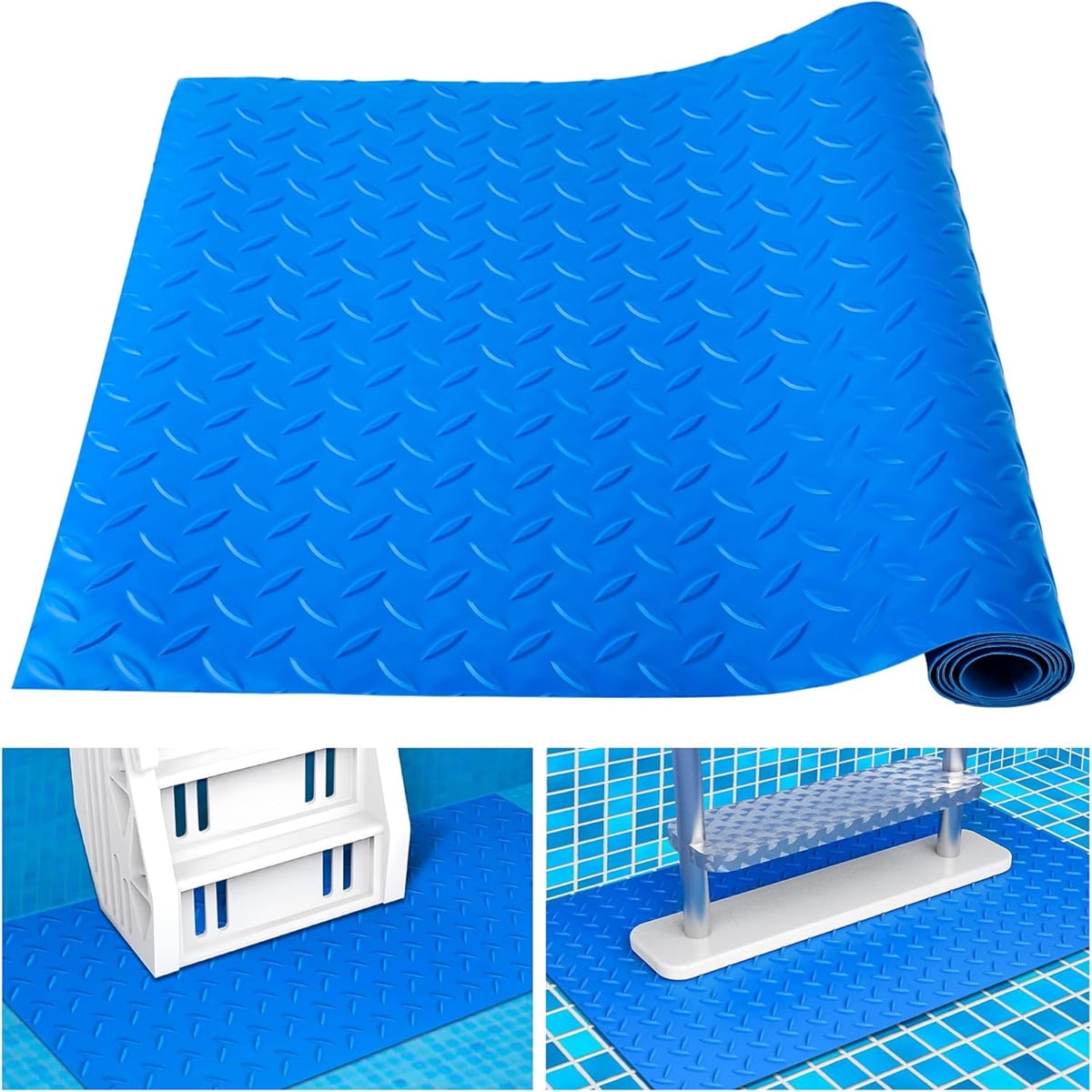 Large Swimming Pool Ladder Mat, 16 x 36 Inch Protective Non-Slip Pool ...