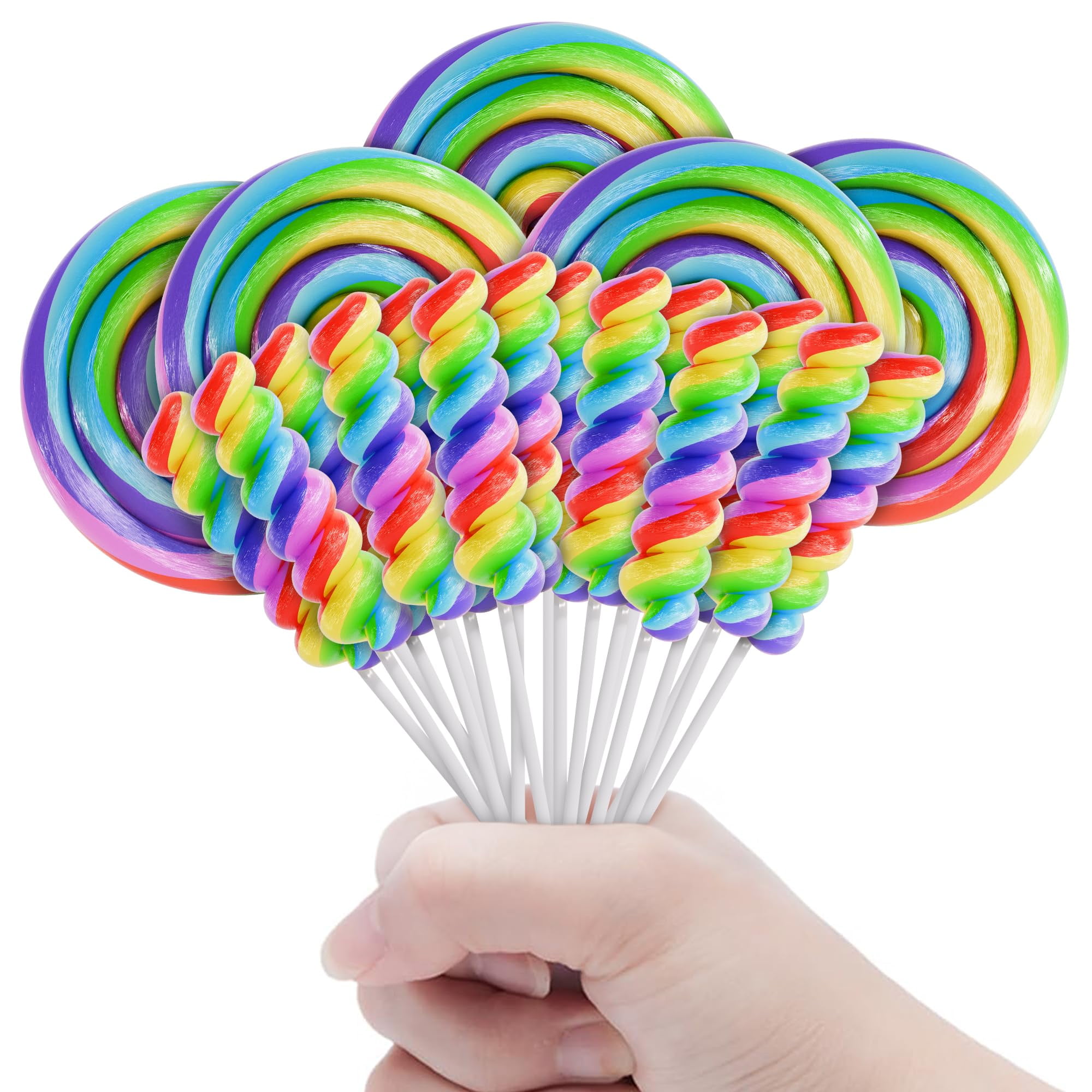 Large Swirl Lollipops Individually MFF30 Wrapped & Round Lollipops 12pk- Rainbow Candy For ...