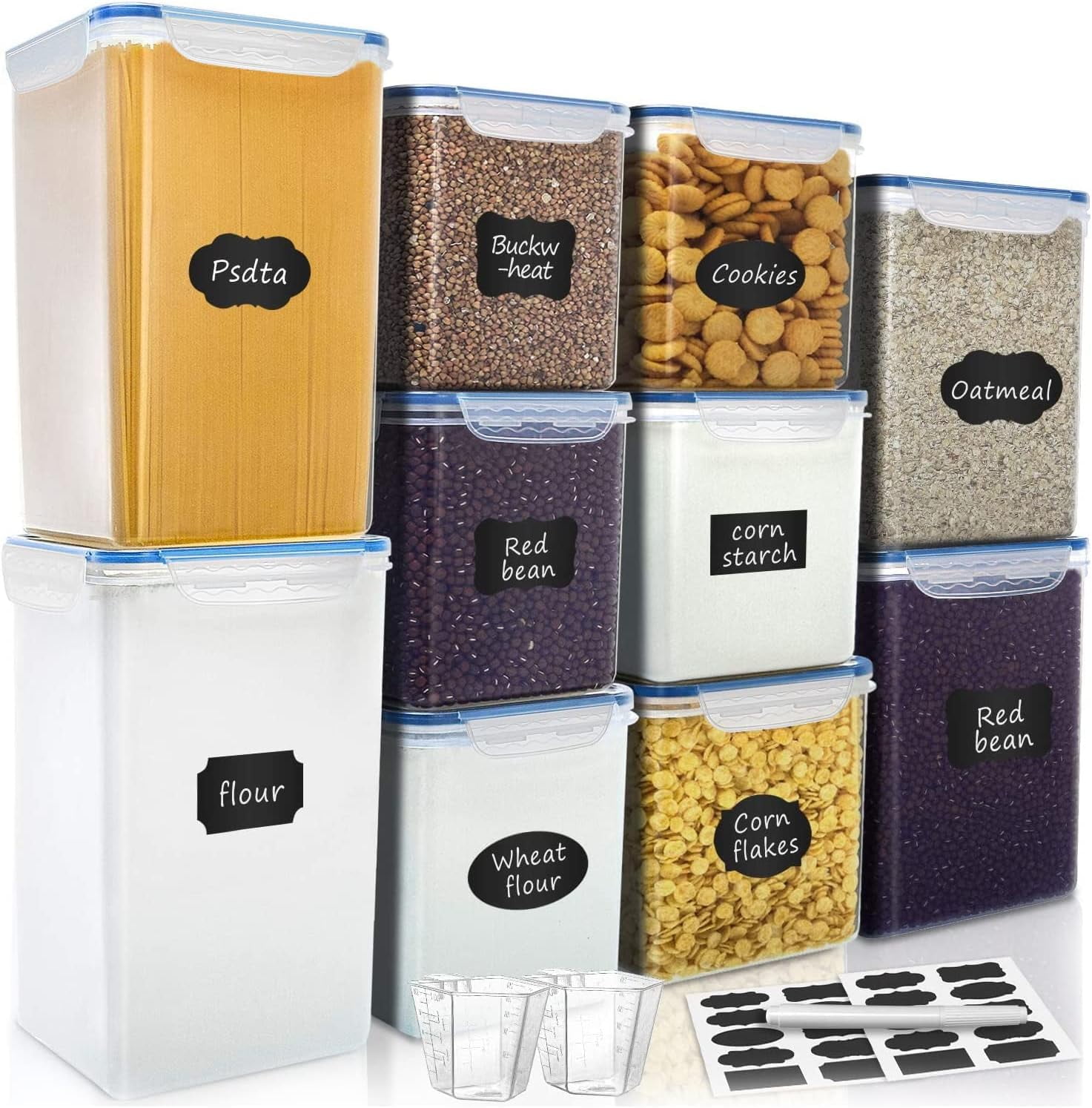 Large Tall Airtight Food Storage Containers, Plastic Airtight Kitchen ...