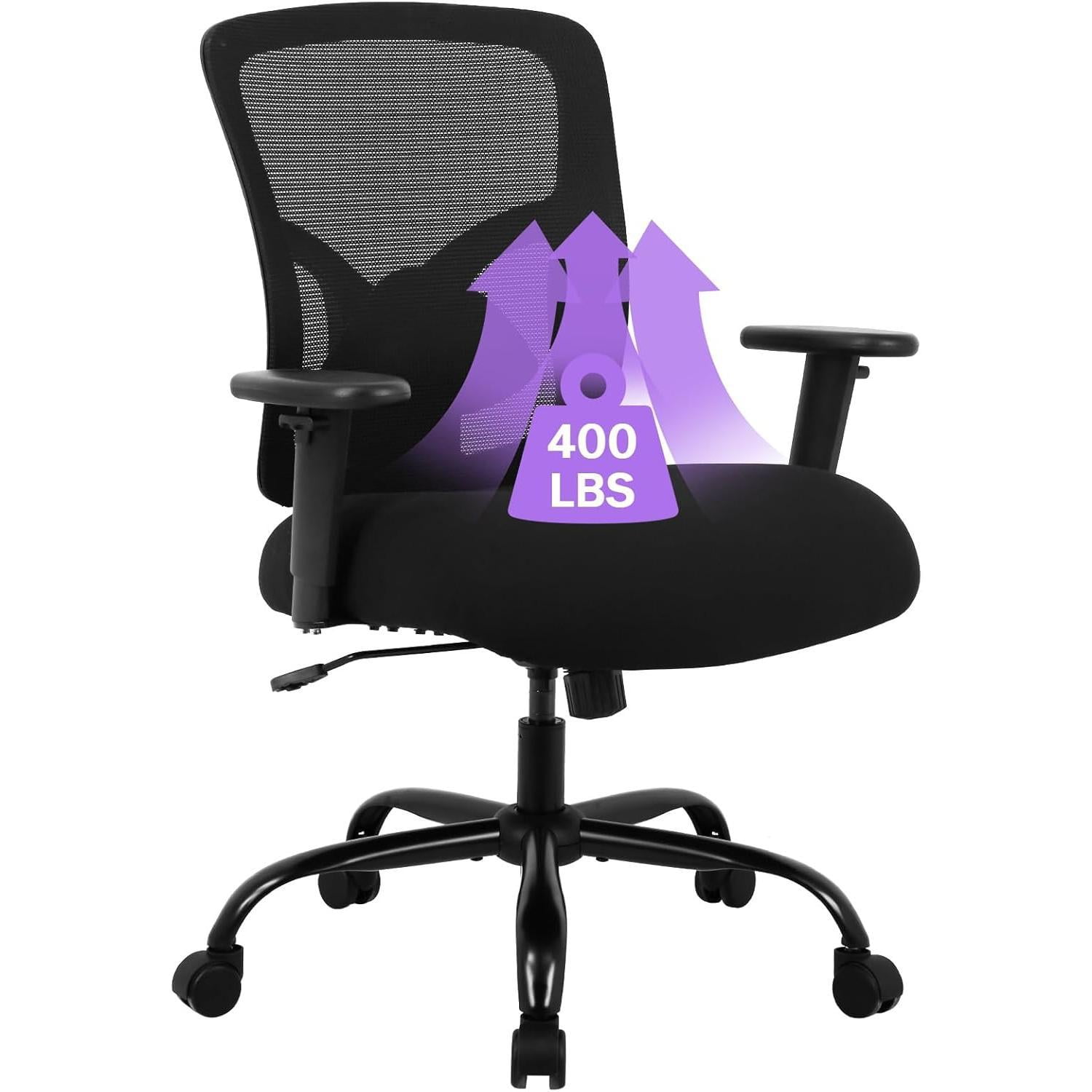 Large Tall Office Chair 400 lbs, Ergonomic Wide Computer Chair for ...