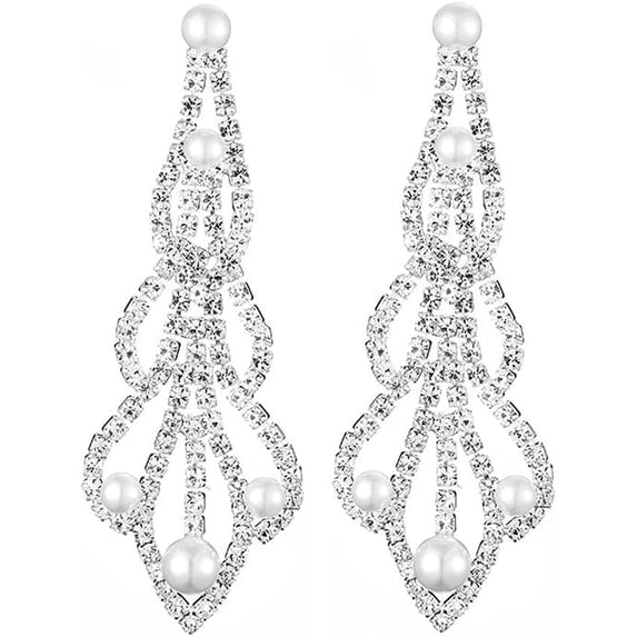 Large Tassel Clip on Earrings Without Piercing Rhinestone Statement ...