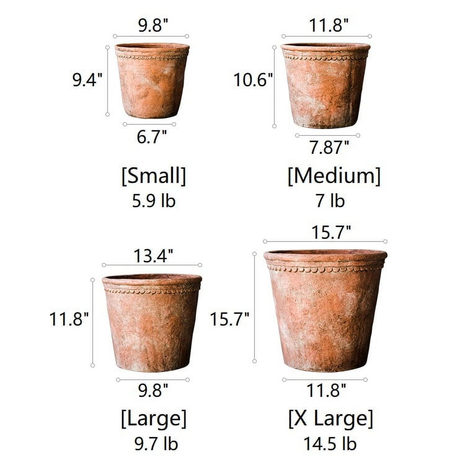 Outdoor Large Terracotta Red Concrete Planter Pot for Plants and ...