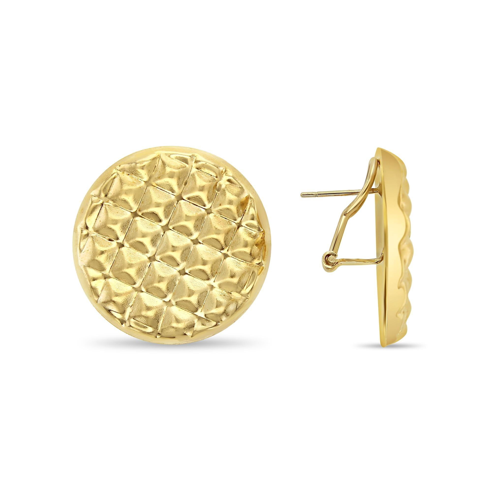 Large Textured 14k Yellow Gold Earrings - Walmart.com