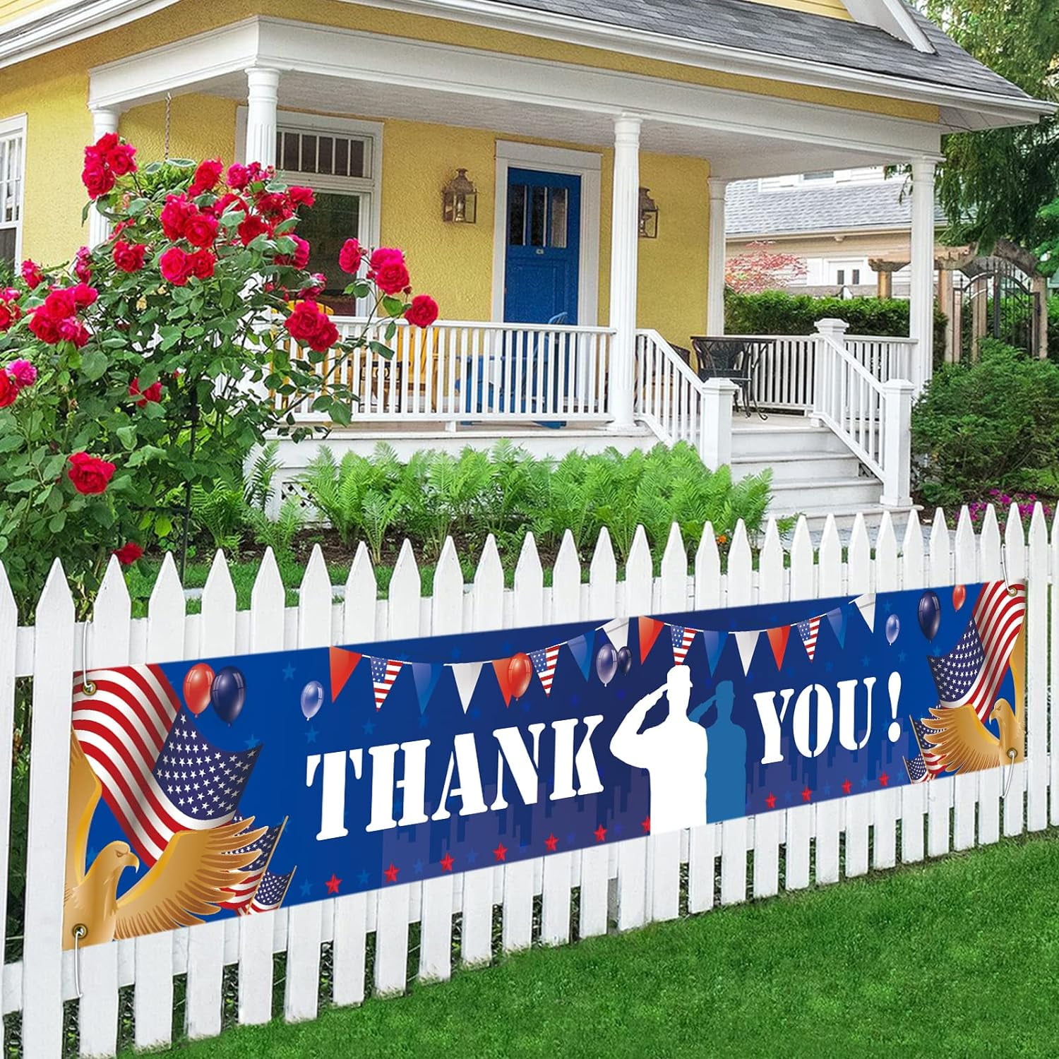 Large Thank You Memorial Day Banner, Fourth of July, Veterans Day ...