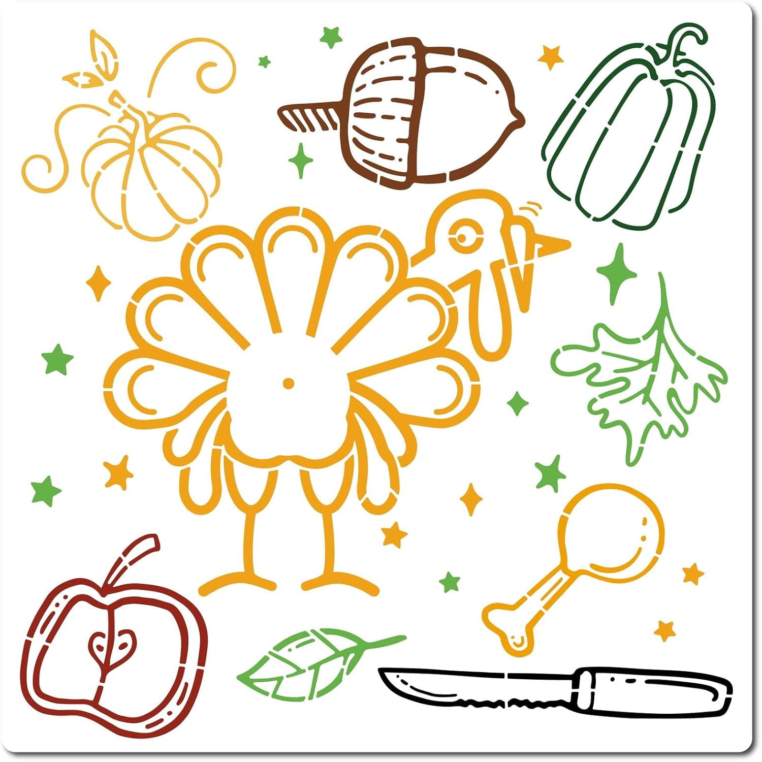 Large Thanksgiving Stencils 12x12 Inch Reusable Turkey Stencil Template ...