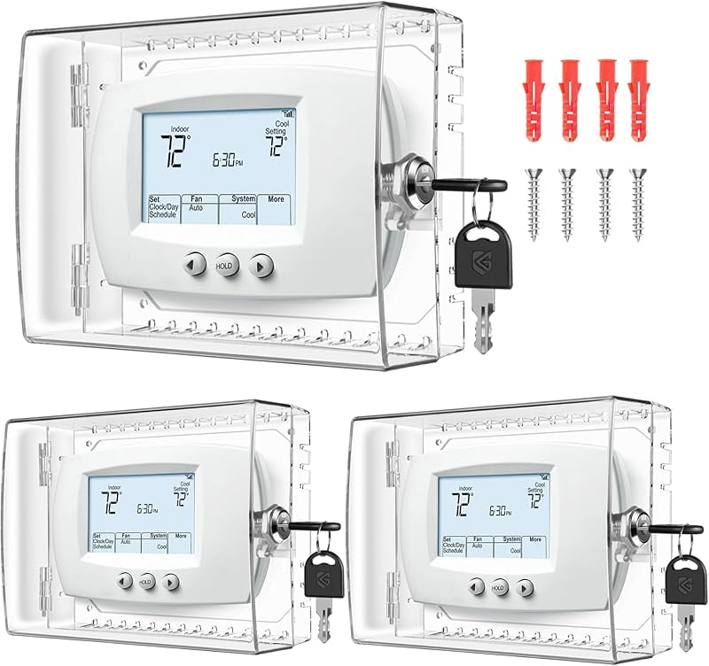 Large Thermostat Lock Box with Key, Clear Thermostat Cover with Lock ...