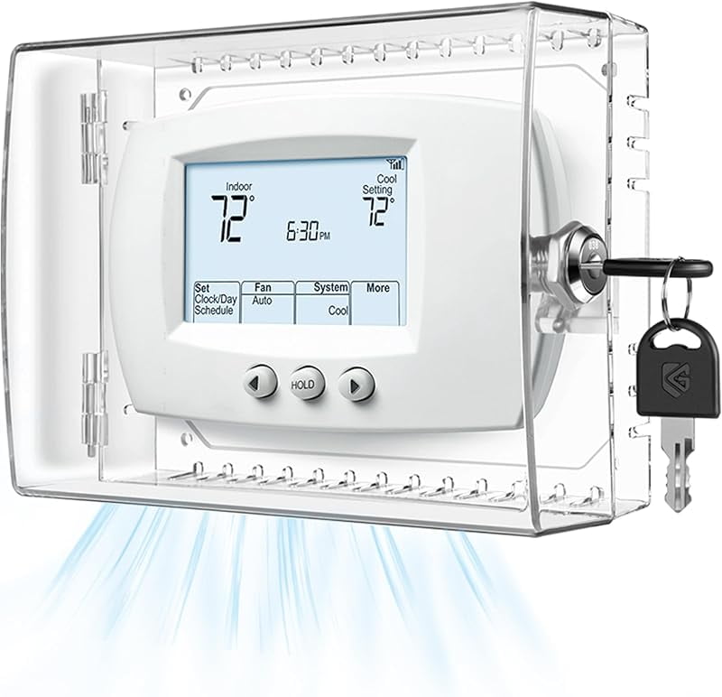 Large Thermostat Lock Box with Key, Clear Thermostat Cover with Lock ...